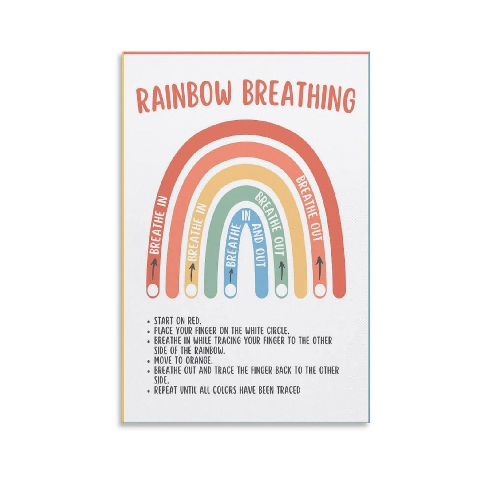 Rainbow Breathing Calm Down Poster Kids Teens Mindfulness Coping Skills ...