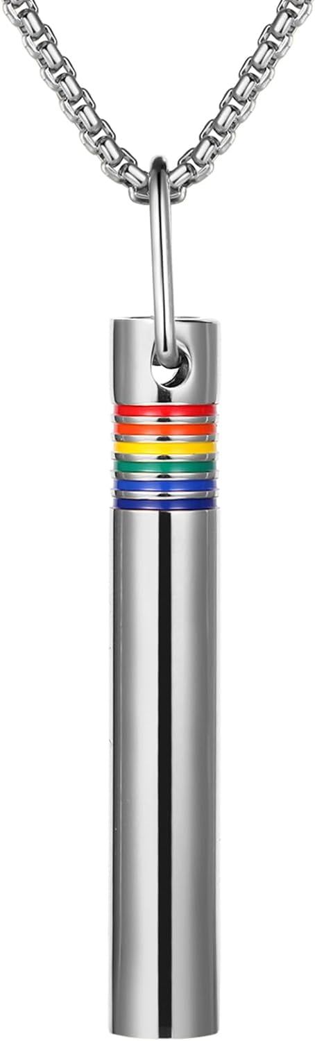 Rainbow Breathing Necklace: Silver Stainless Steel Quit Smoking Silent ...