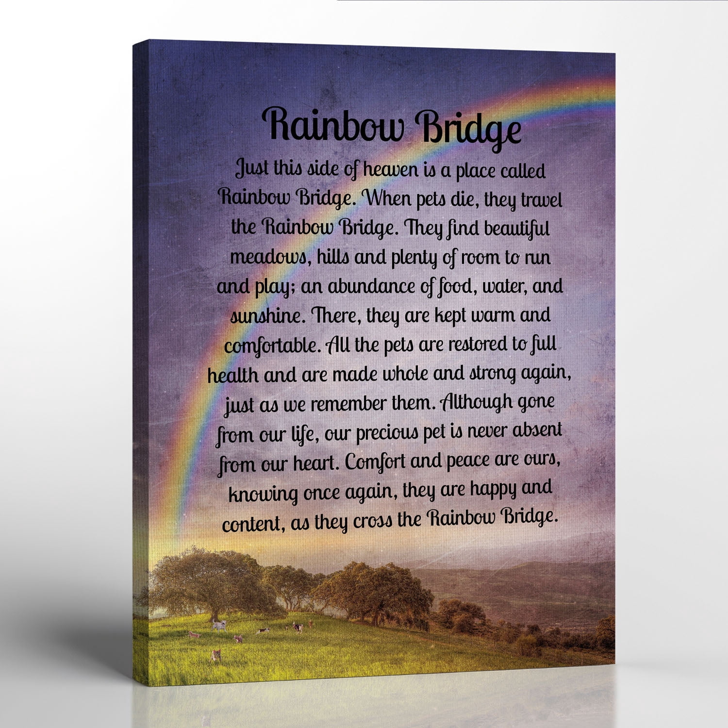 Rainbow Bridge Canvas Print, Dog Memorial, Pet Memorial Frame, Dog ...