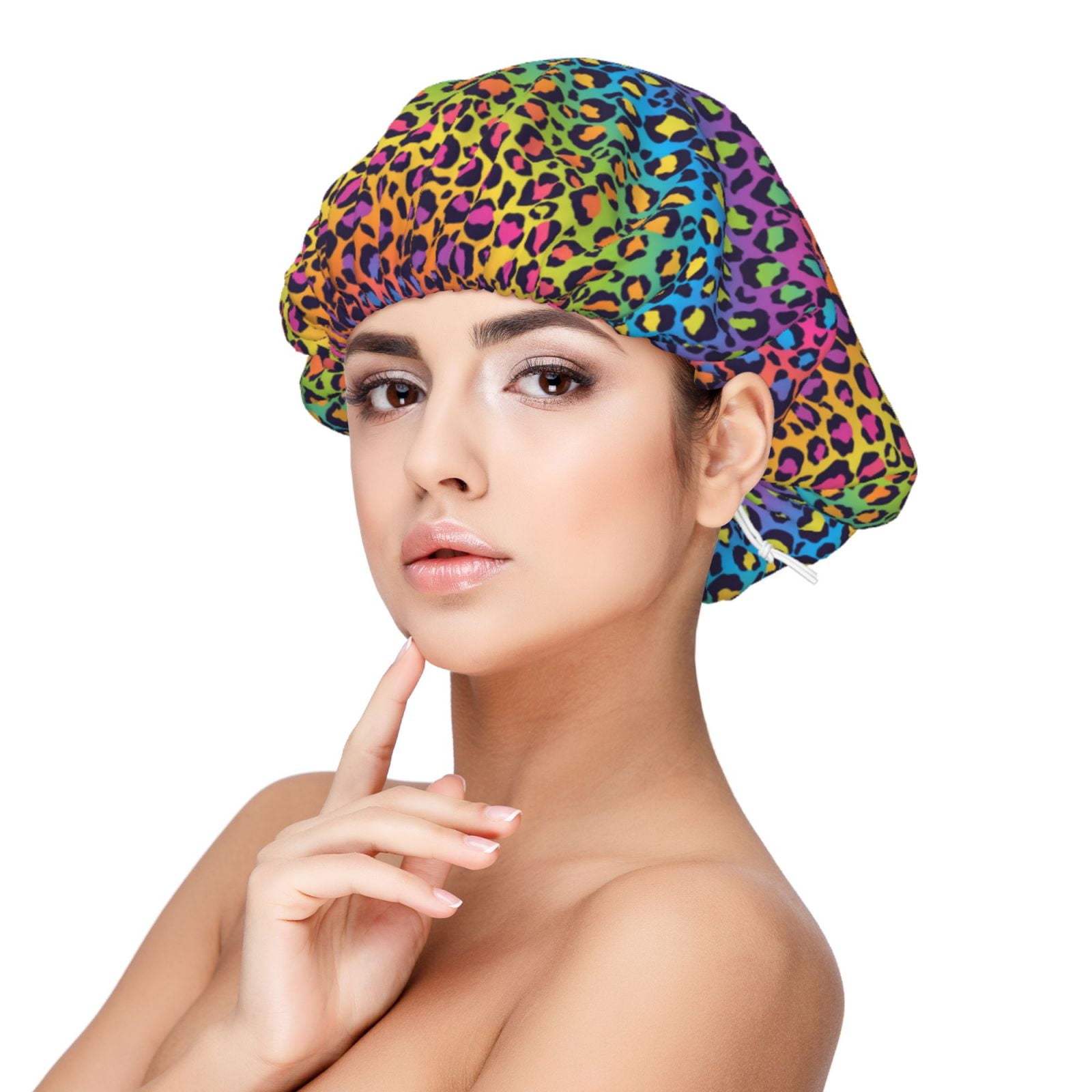 Rainbow Bright colorful leopard Silk Bonnet for Sleeping Women Men ...