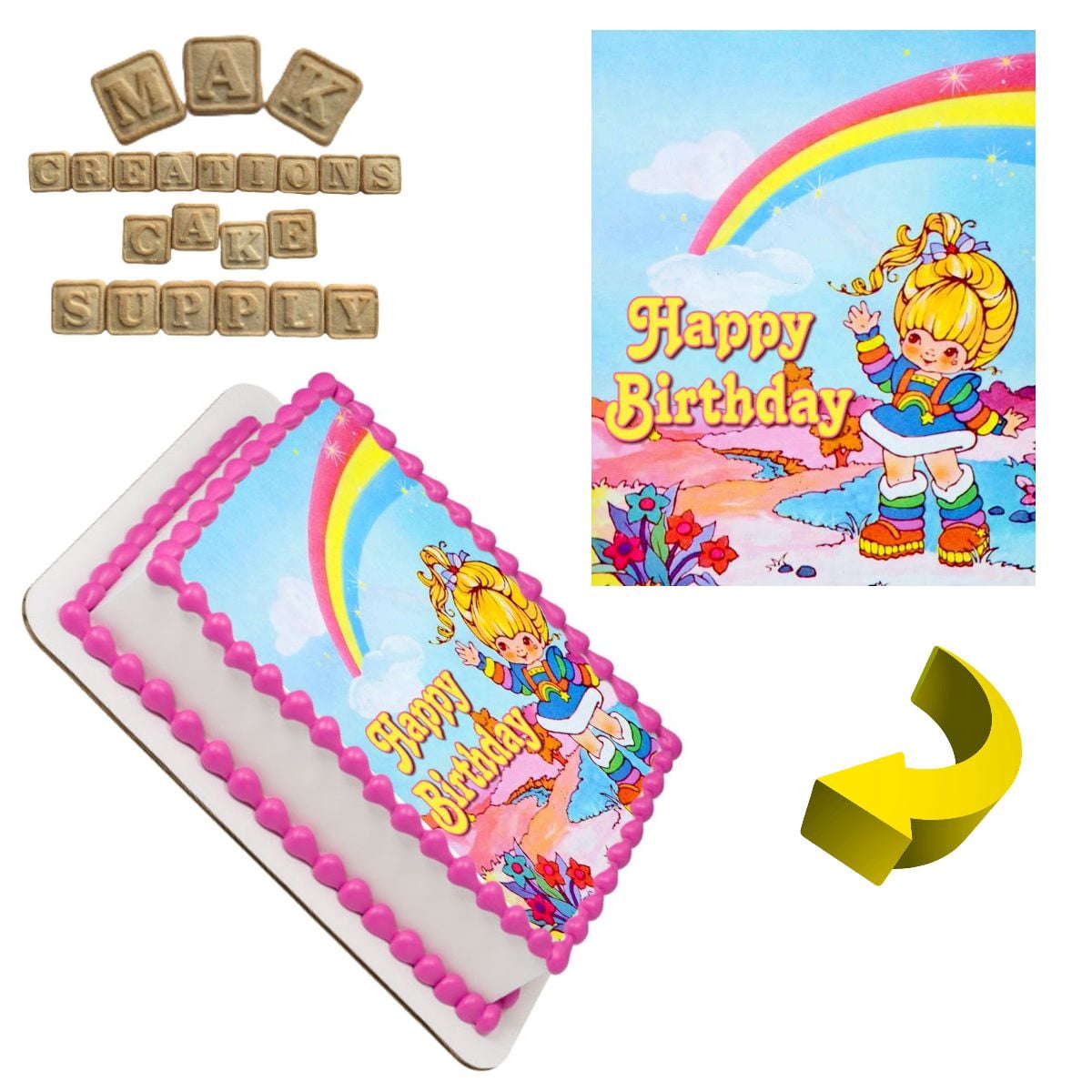 Rainbow Brite Happy Birthday Edible 1/4 Sheet Cake topper - Can also be ...