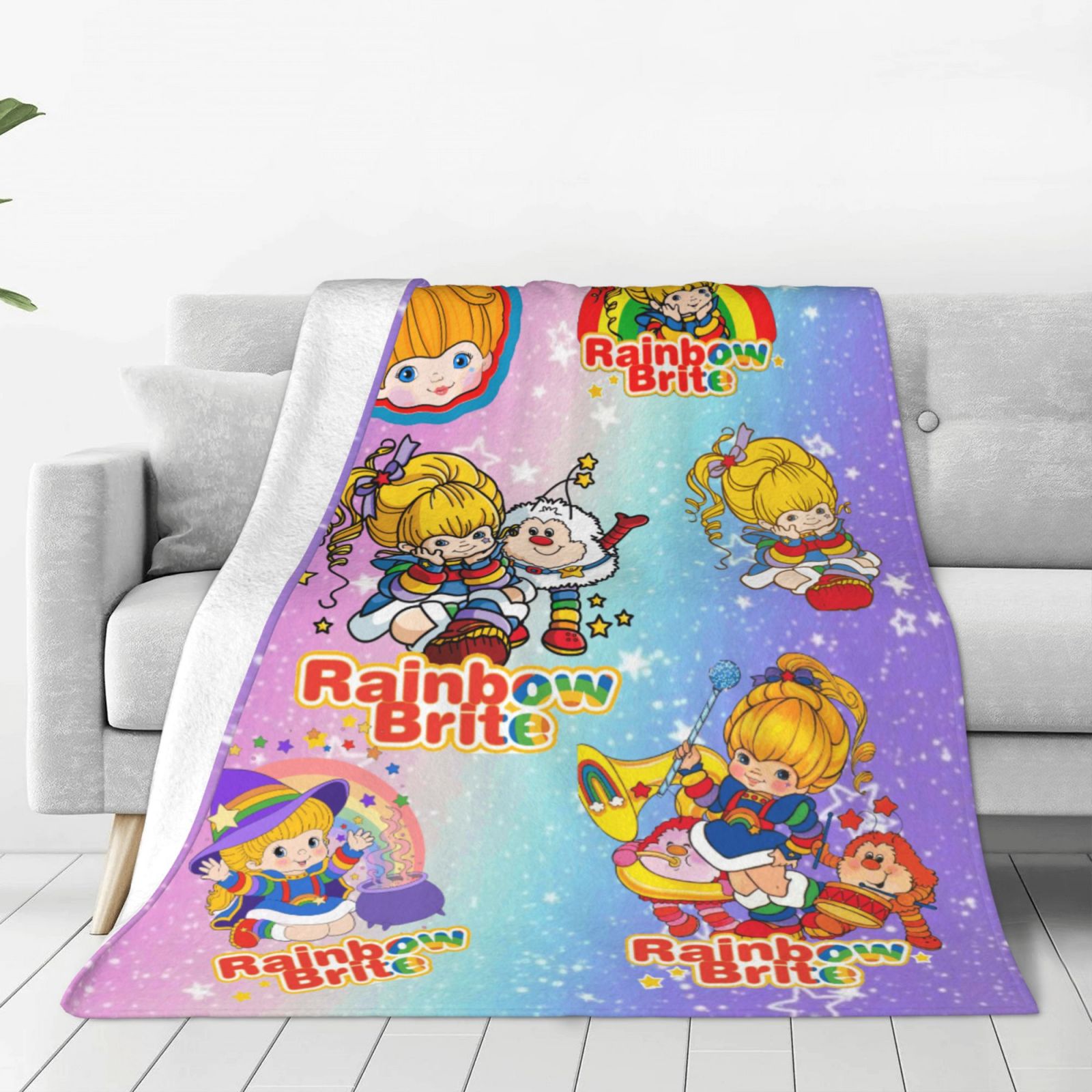 Rainbow Brite Throw Blanket Couch Bed Sofa Soft Lightweight Warm Cozy ...