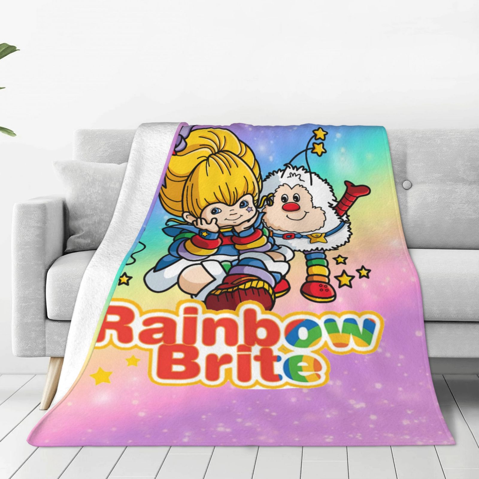 Rainbow Brite Throw Blanket Couch Bed Sofa Soft Lightweight Warm Cozy ...