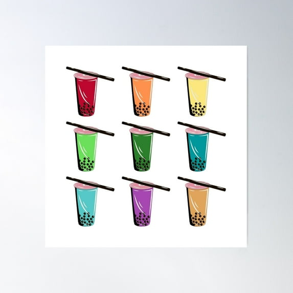 Rainbow Bubble Tea Poster Wall Art, Modern Wall Decor For Living Room ...