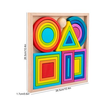 Creative Wooden Stacking Stones Rainbow Building Blocks Educational ...