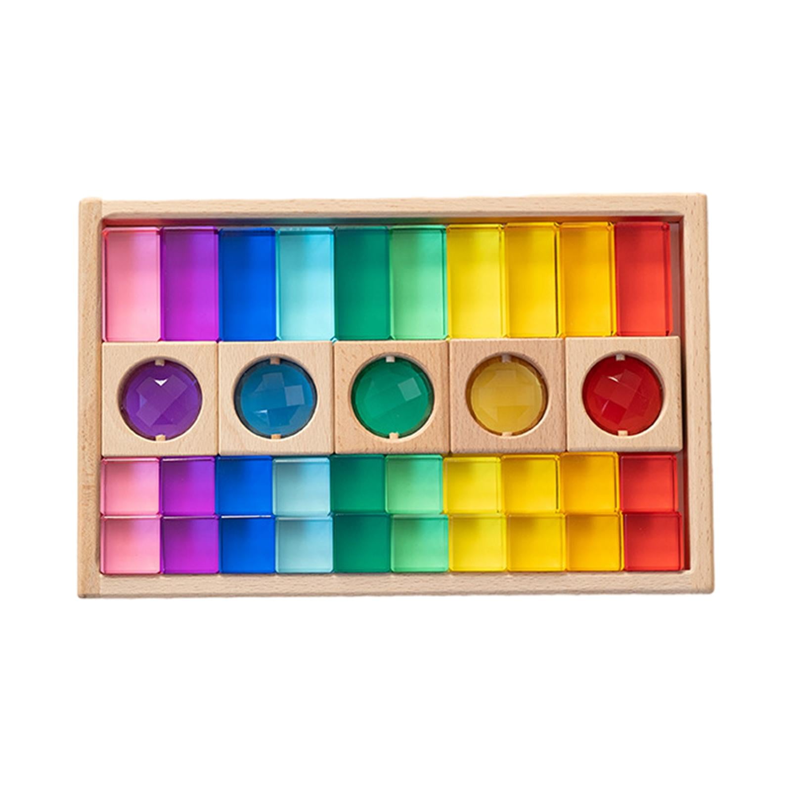 Rainbow Building Blocks Set Building Blocks Smooth with Storage Case ...