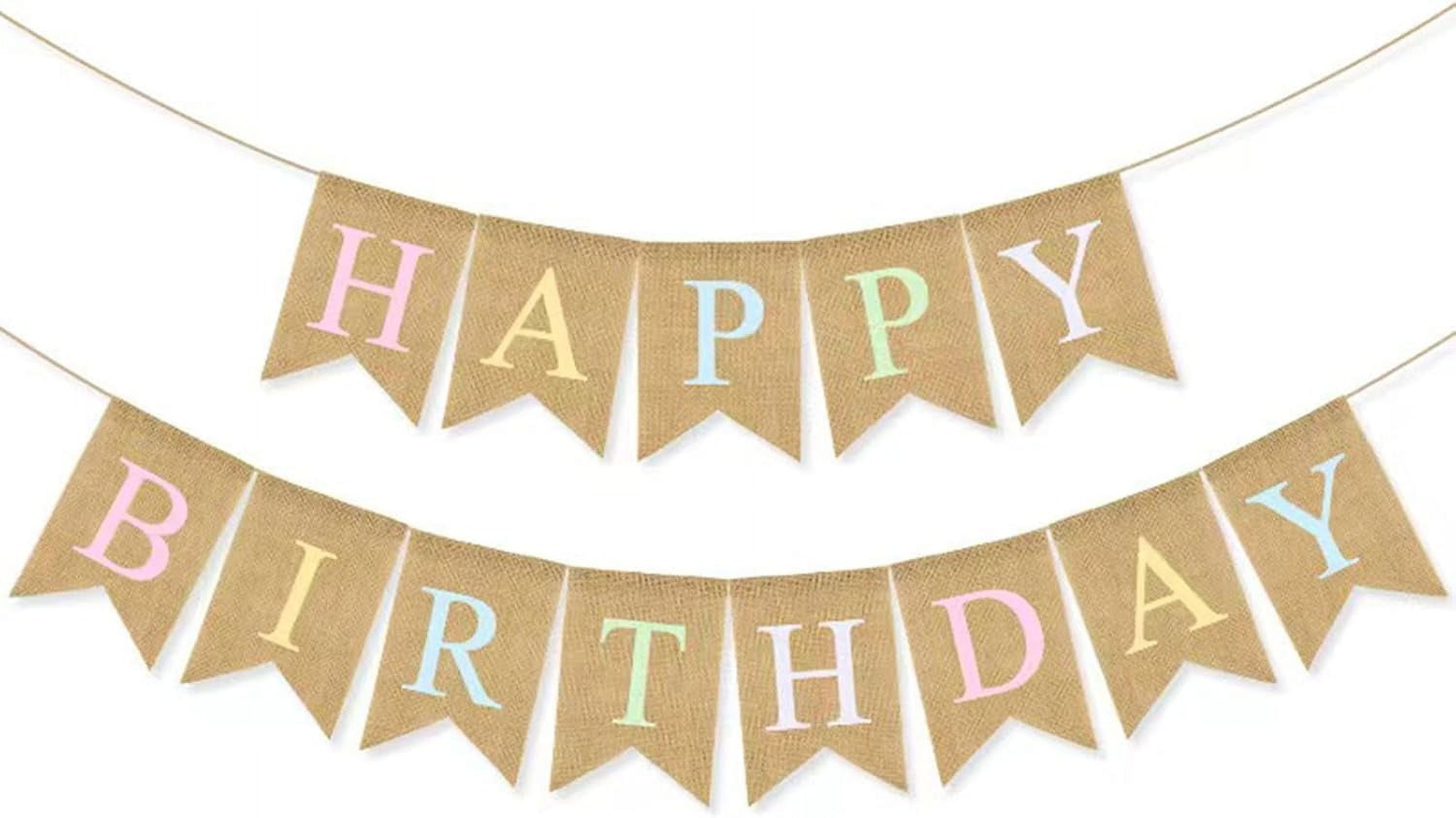 Rainbow Burlap Happy Birthday Banner - Prestrung Colorful Pastel Happy ...