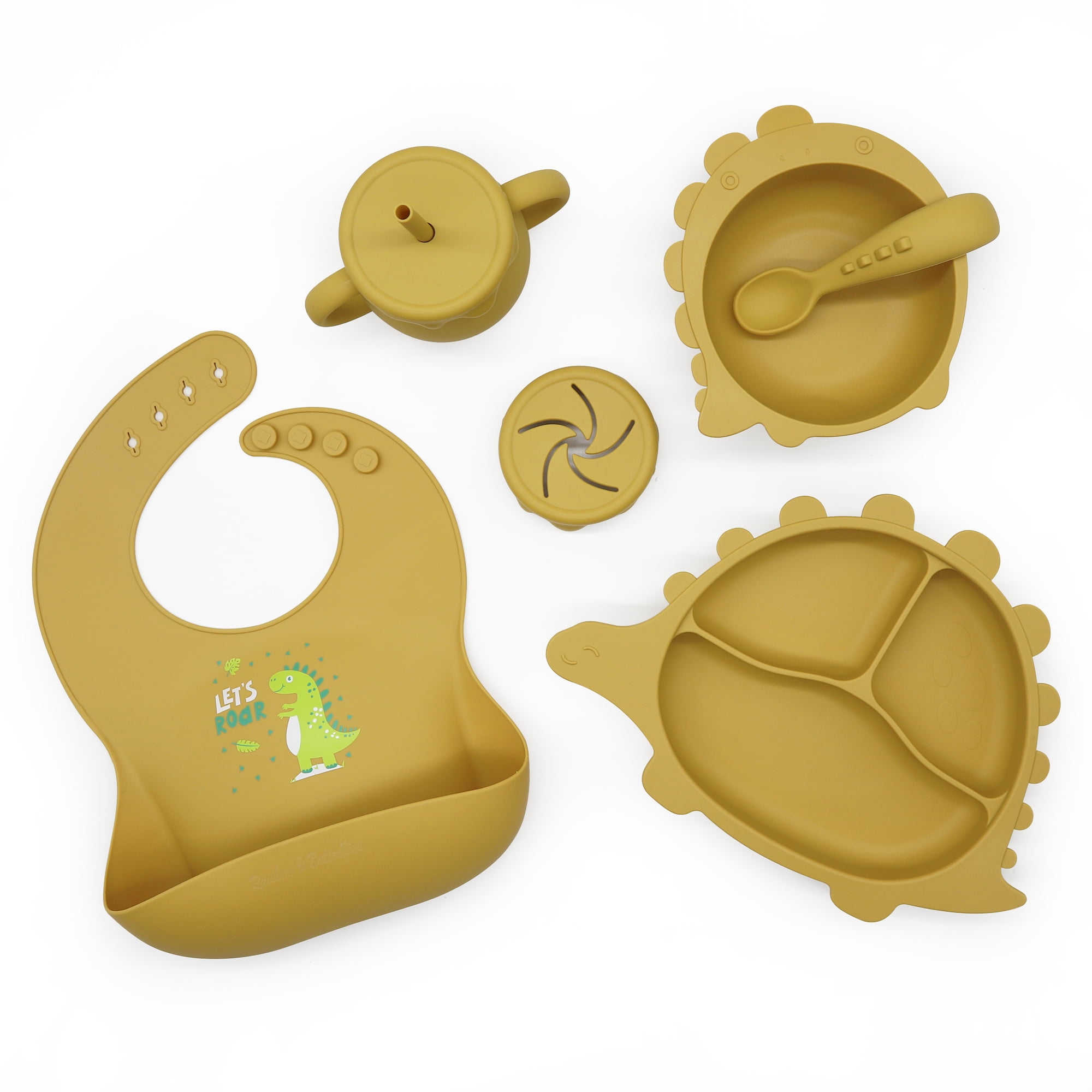 Rainbow & Butterflies |8 Piece| DINO Silicone Baby Feeding Set – |Bib ...