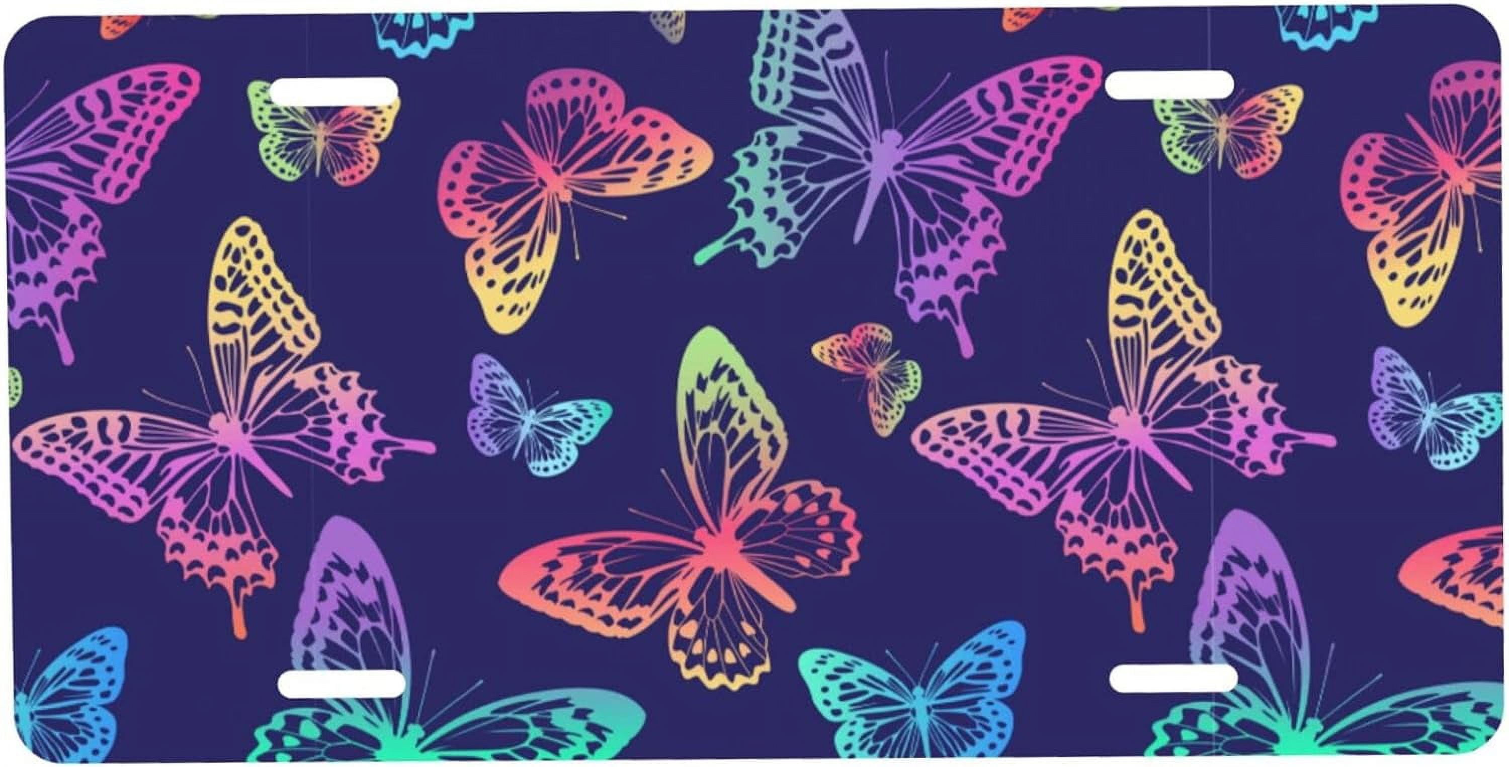 Rainbow Butterflies Decorative Car Front License Plate,Vanity Tag,Metal ...