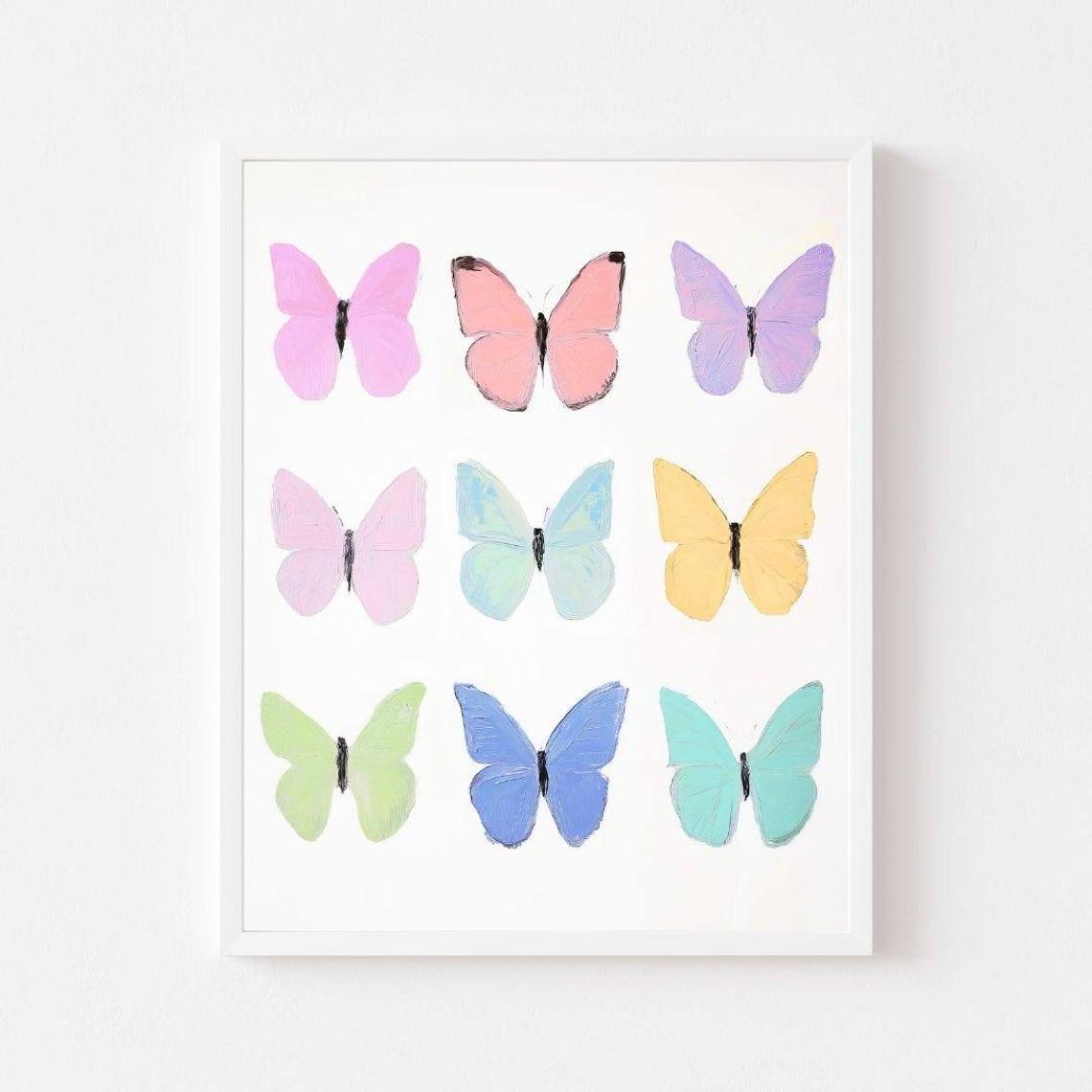 Rainbow Butterflies Wall Art Print Pastel Butterfly Girl'S Room ...