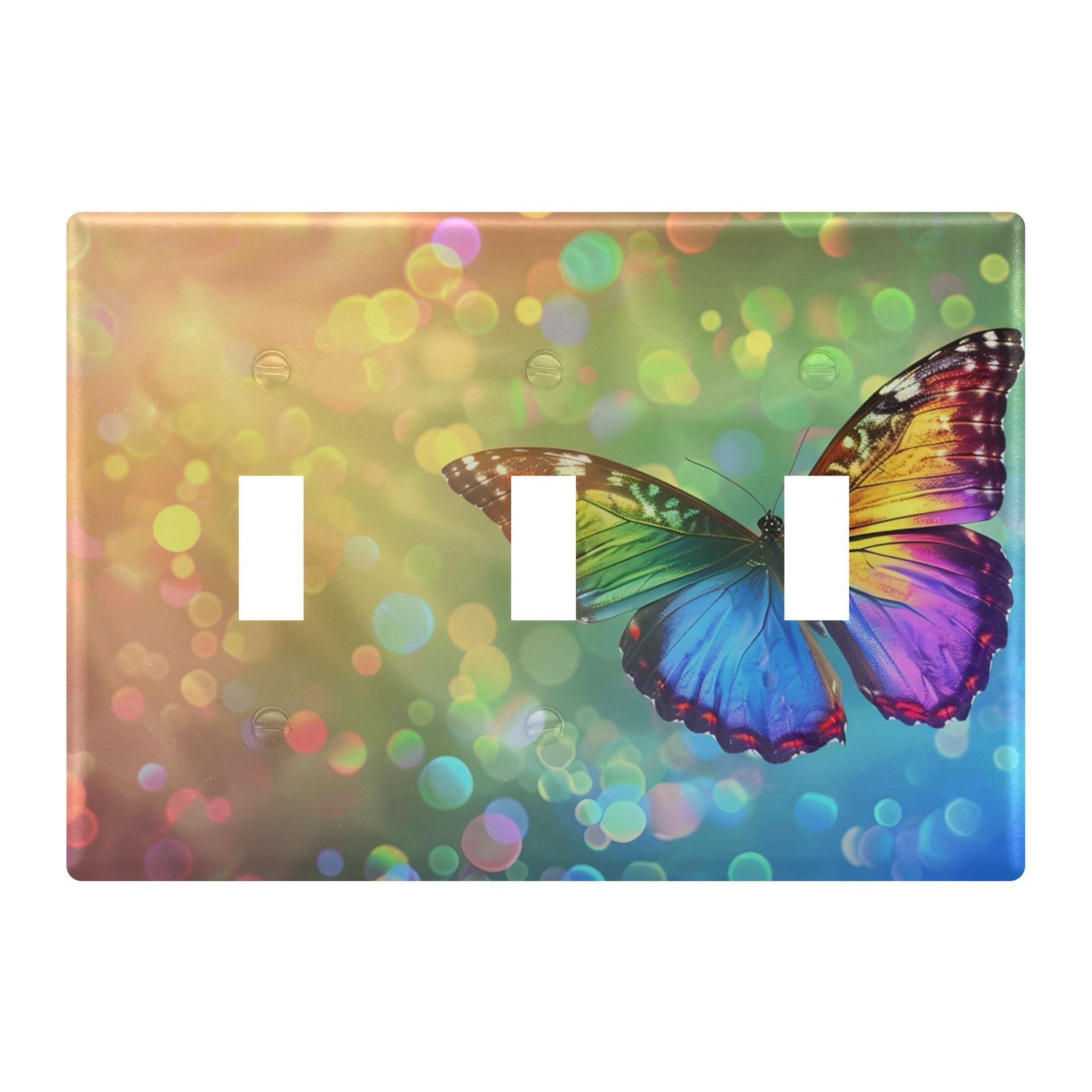 Rainbow Butterfly Flying Light Switch Plate Covers 3 Gang Wall Plate ...