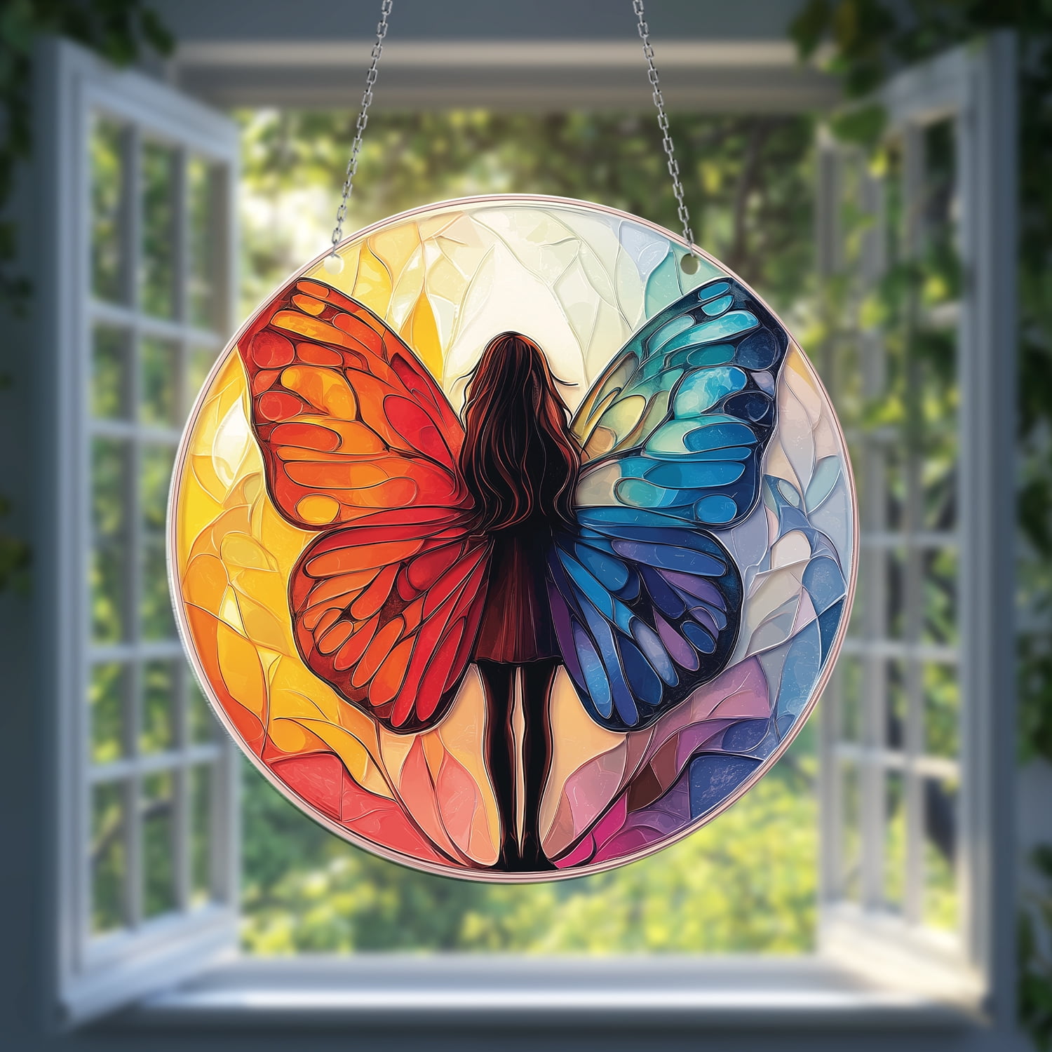 Rainbow Butterfly Goddess Suncatcher – Mystical Window Decor for ...