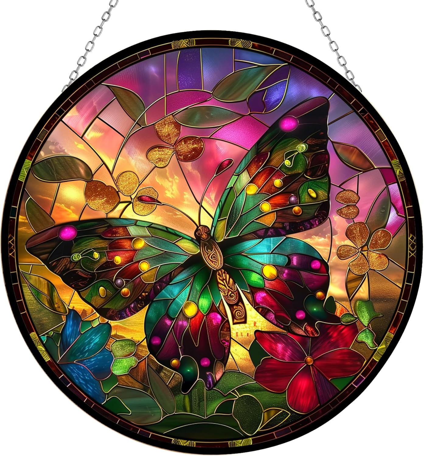 Rainbow Butterfly Suncatchers for Windows, Stained Glass Window ...
