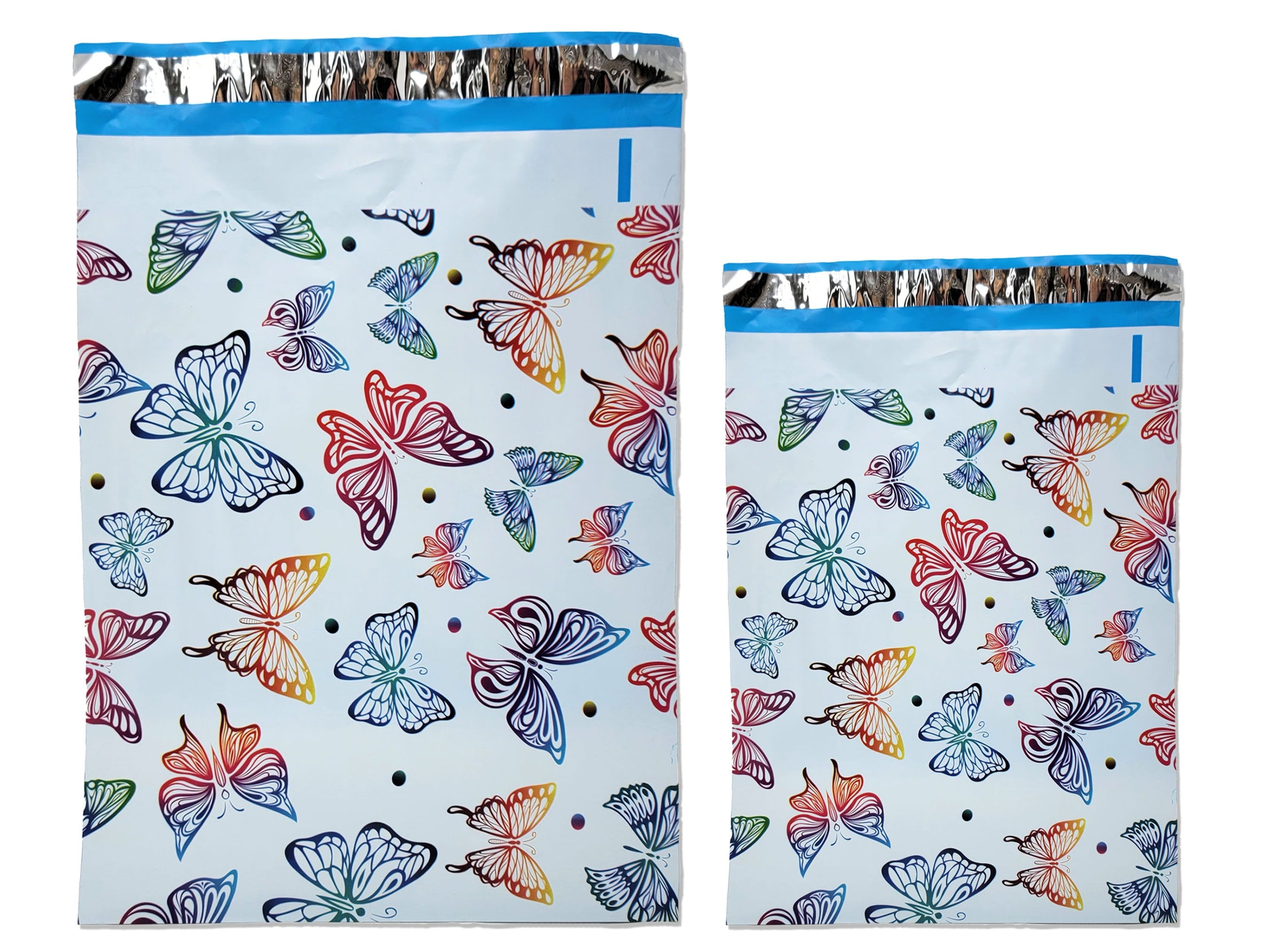 Rainbow Butterlies Designer 10x13, 14.5x19 Inch Poly Mailers, Self Seal ...