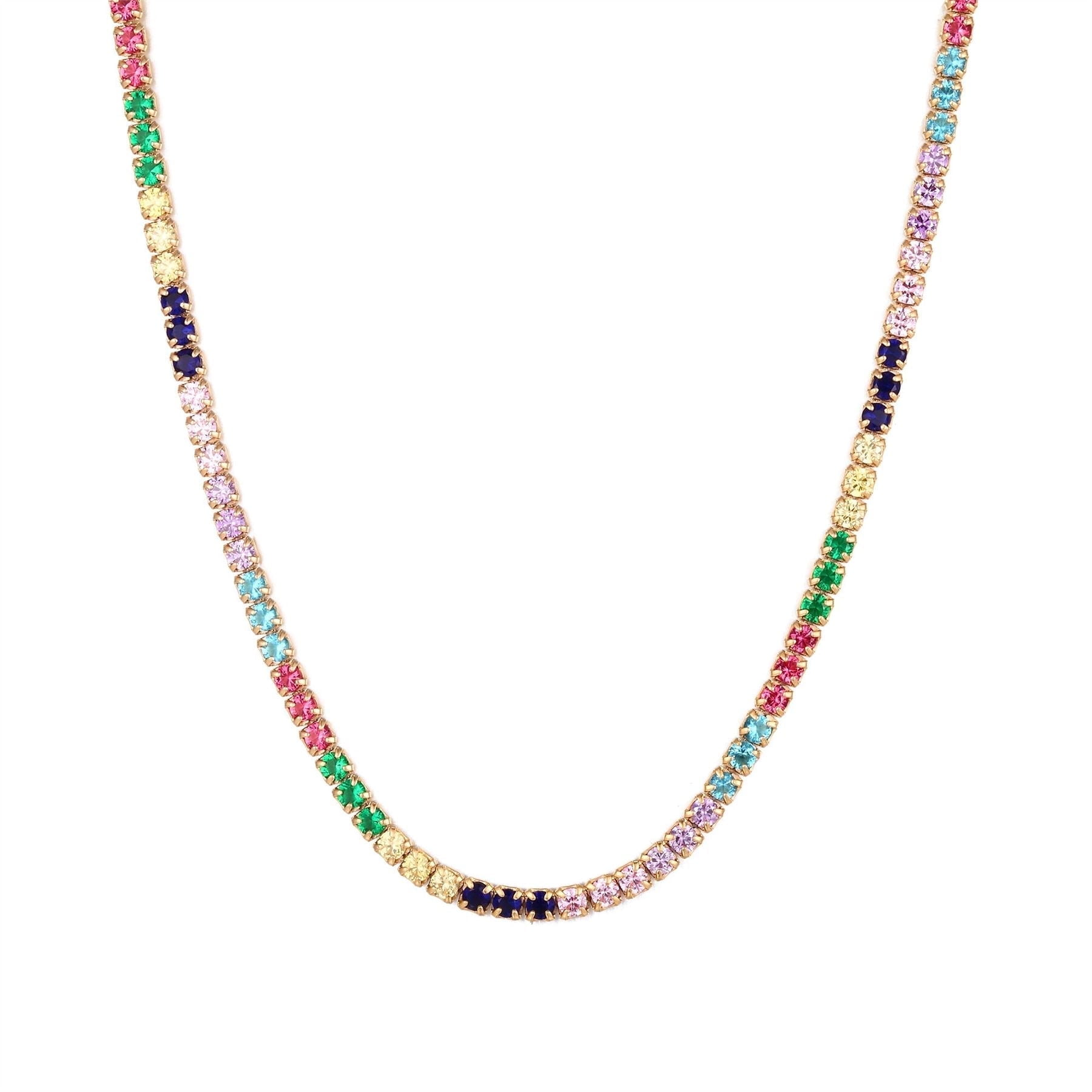 SEOL + GOLD Tennis Choker Rainbow CZ 18ct Yellow Gold Plated Sterling ...