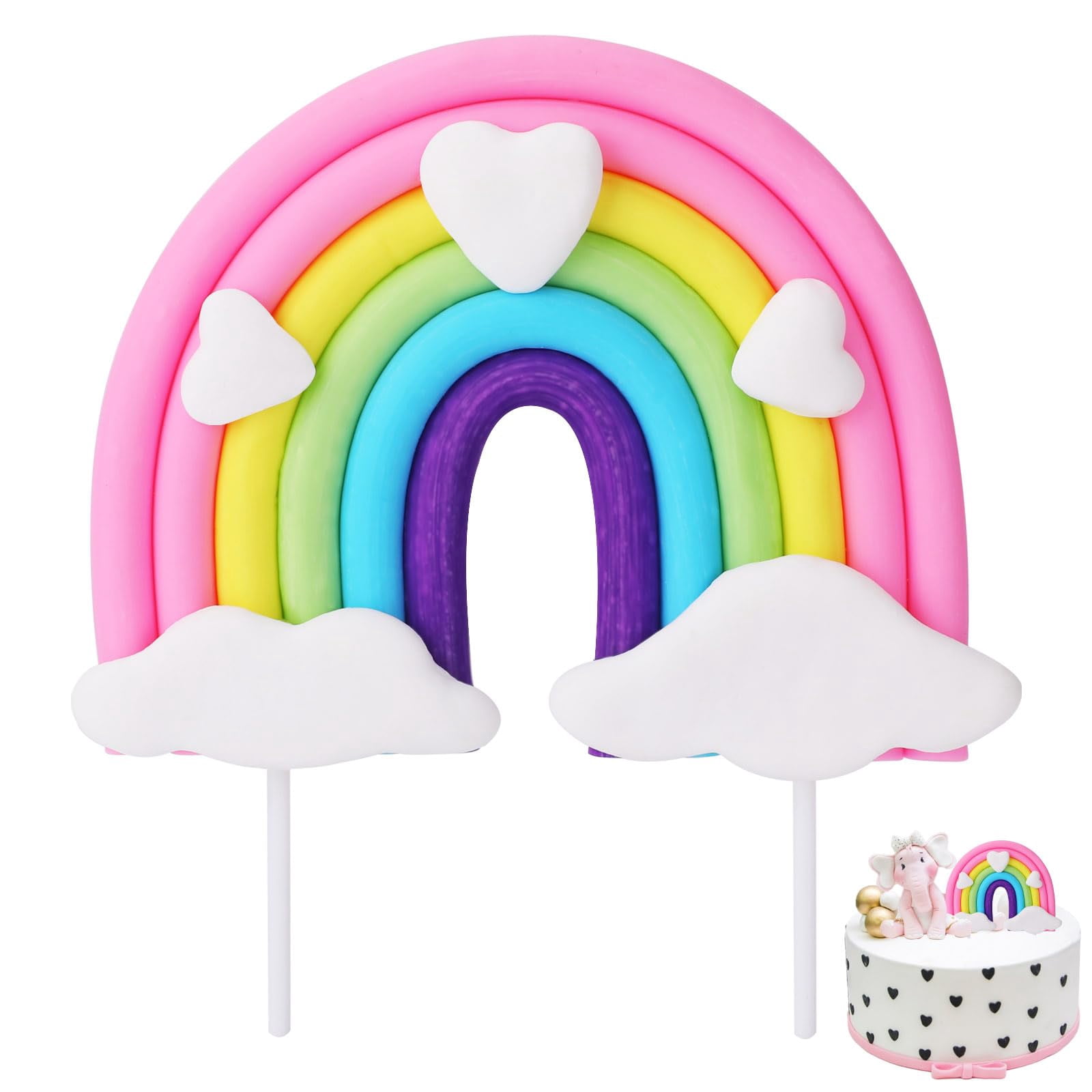 Rainbow Cake Topper,Personalized FEV6 Rainbow Heart Cloud Cake Topper ...