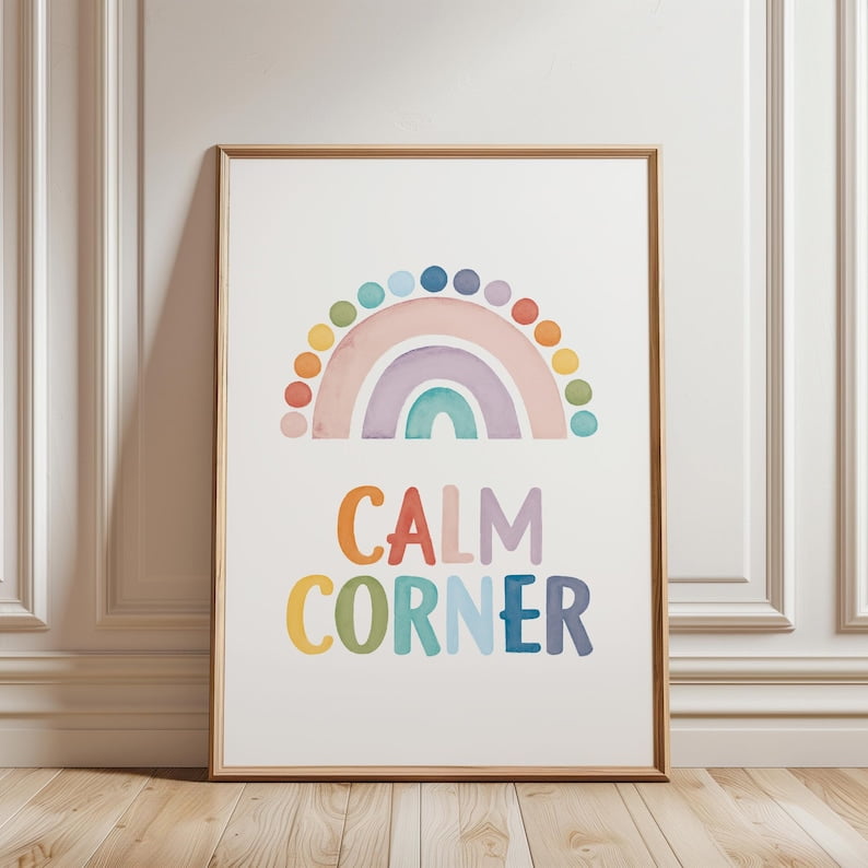 Rainbow Calming Corner Sign, Classroom Decor Printable, Mental Health ...
