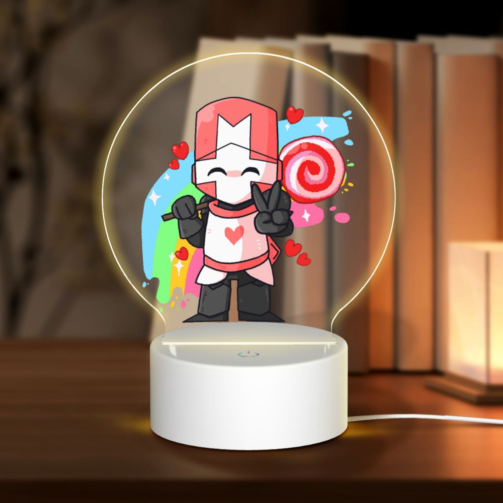 Rainbow Castle Crashers Round Acrylic Night Light Decoration USB Cable ...