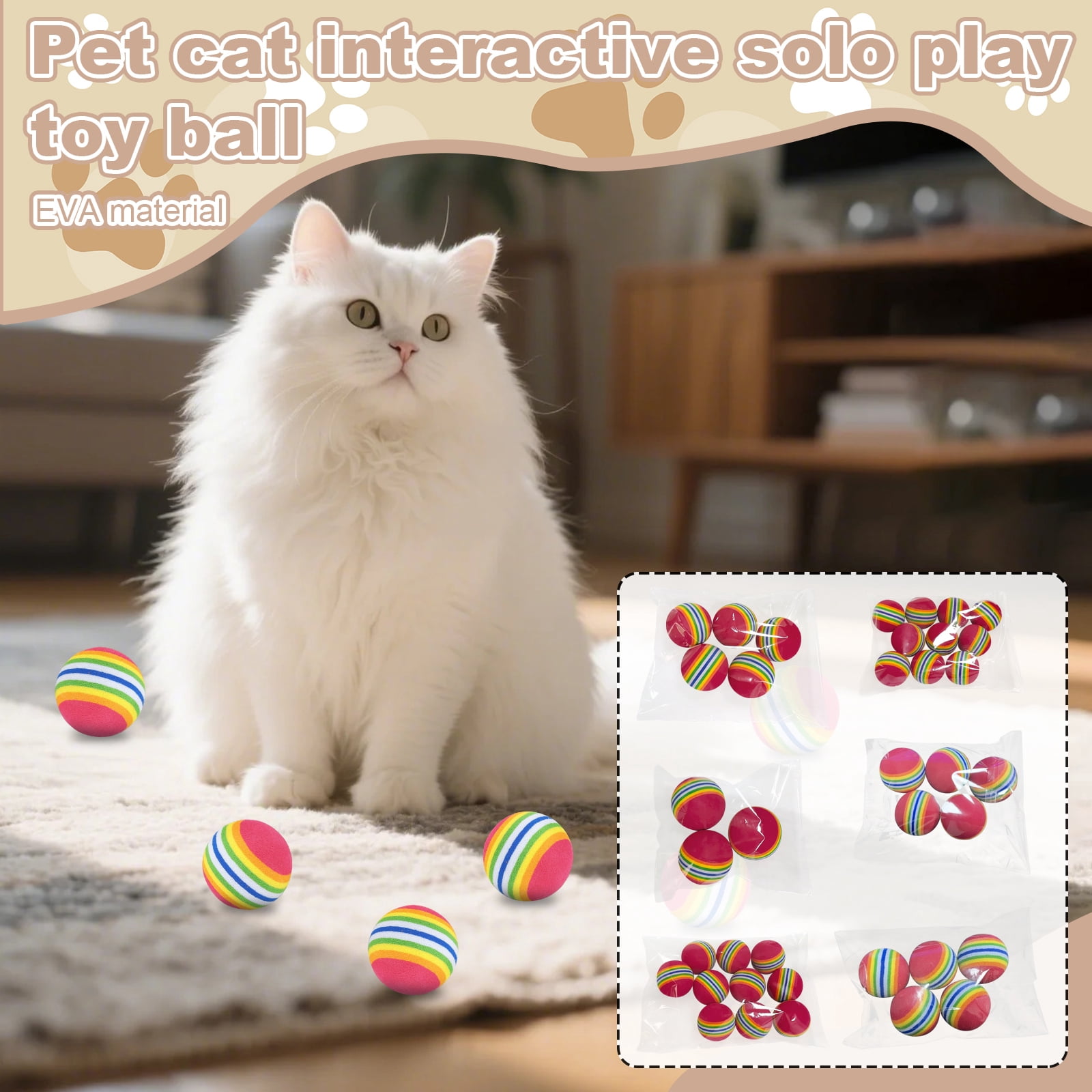 Rainbow Cat Toy Balls Interactive Soft EVA Foam Pet Exercise Toys for ...