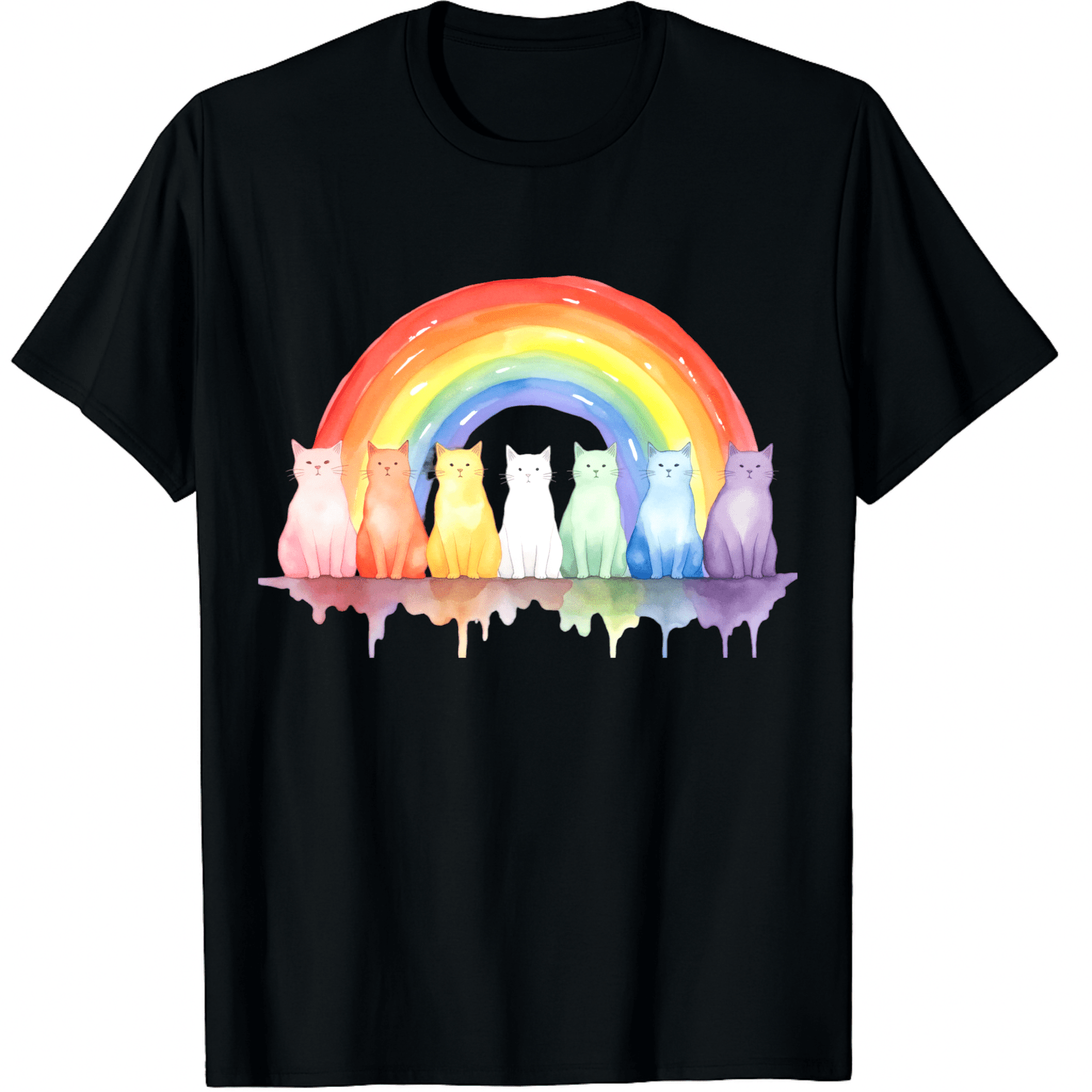 Rainbow Cats Water Color Pride Arch Pride LGBTQ Unisex T-Shirt ...