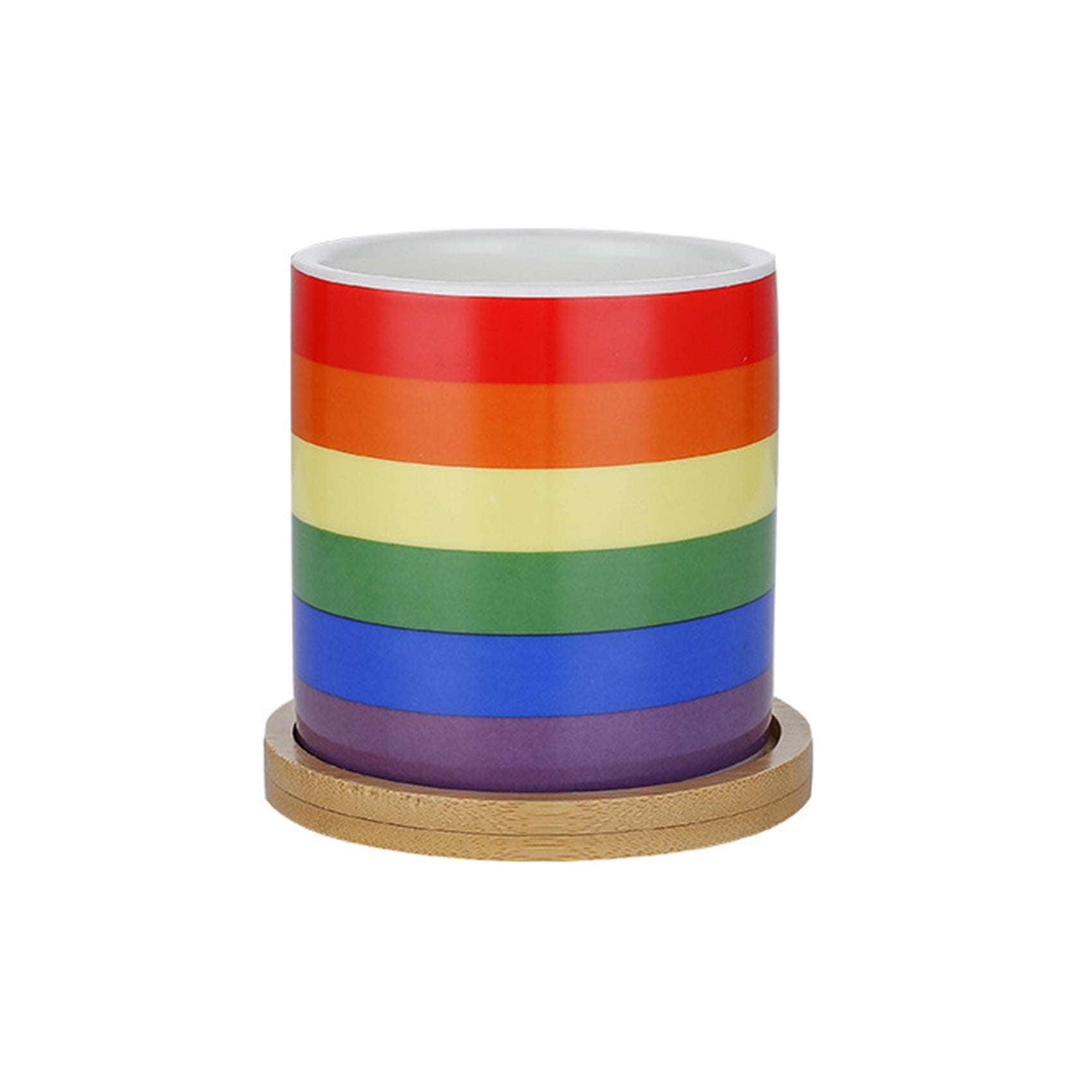 Rainbow Ceramic Small Flower Pots Planters with Drainage Hole and Tray ...