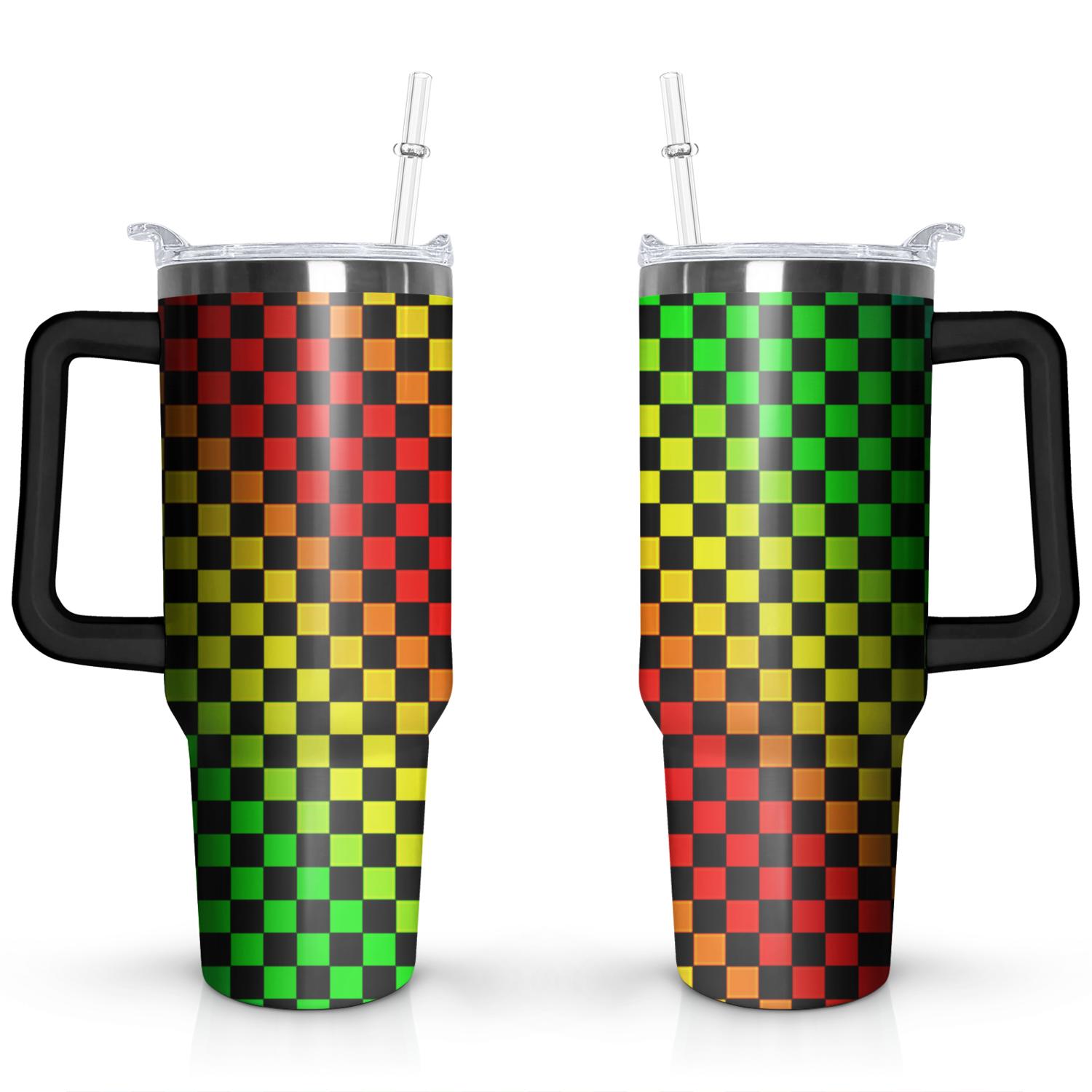 Rainbow Checkerboard 40oz Stainless Steel Vacuum Insulated Tumbler with ...