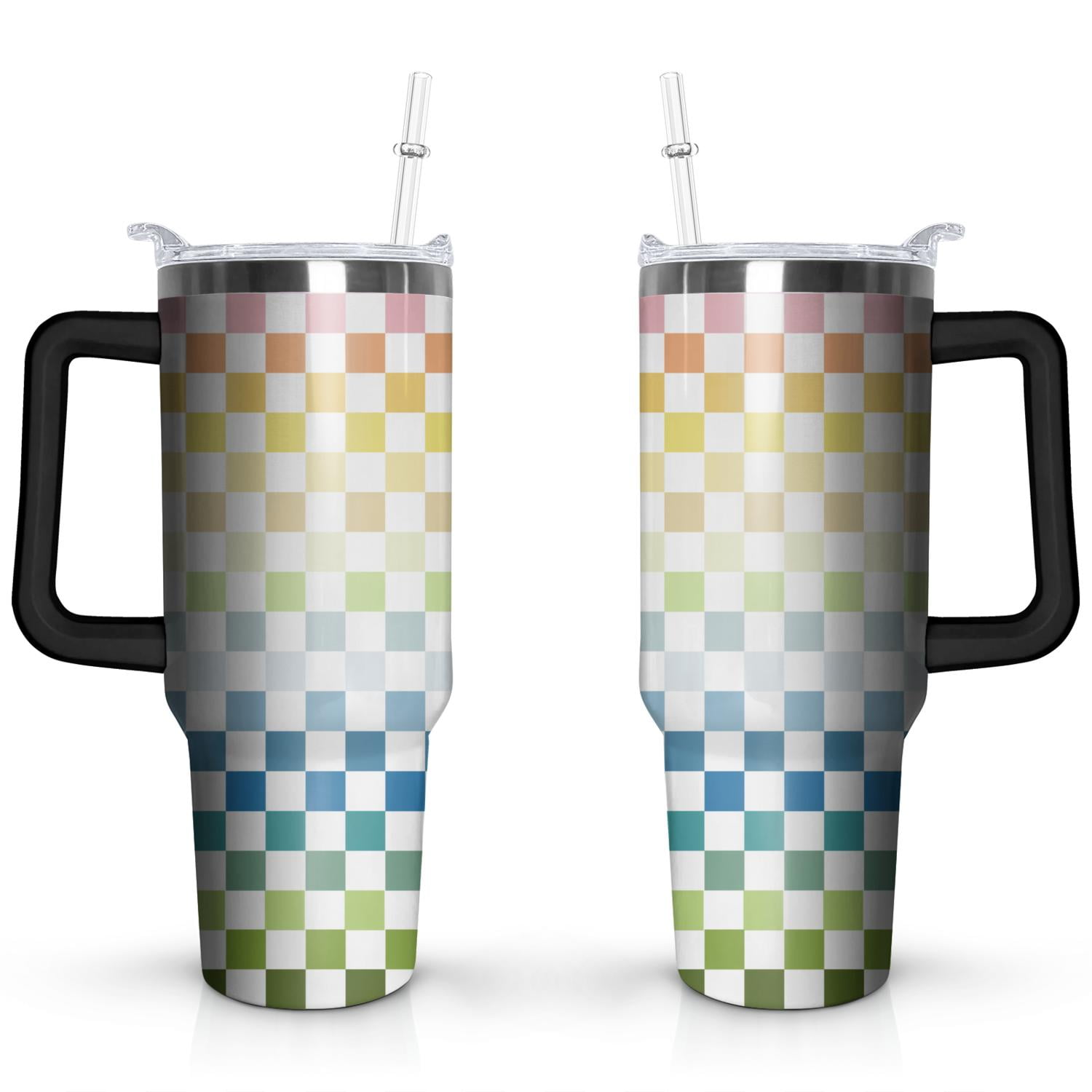Rainbow Checkerboard 40oz Stainless Steel Vacuum Insulated Tumbler with ...