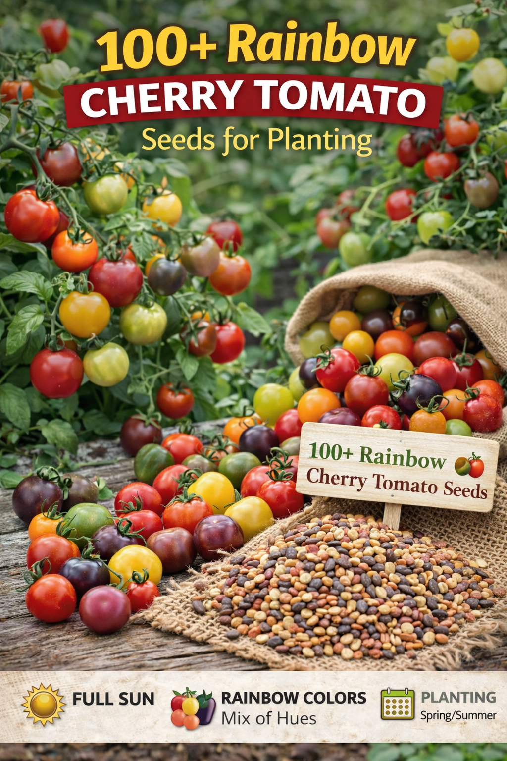 Rainbow Cherry Tomato Seeds for Planting - 100+ Seeds - Amazing Colors ...