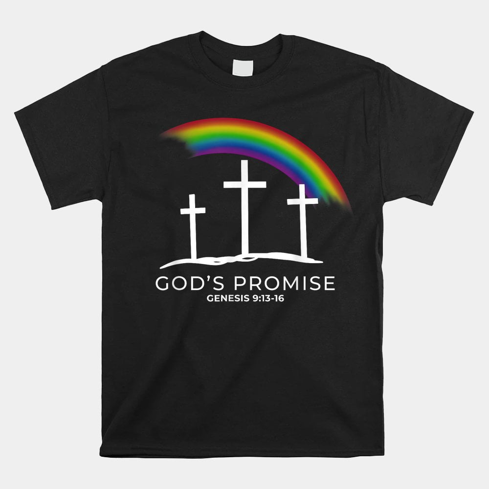 Rainbow Christ Cross Christian Quote Gods Promise Shirt - Walmart.com