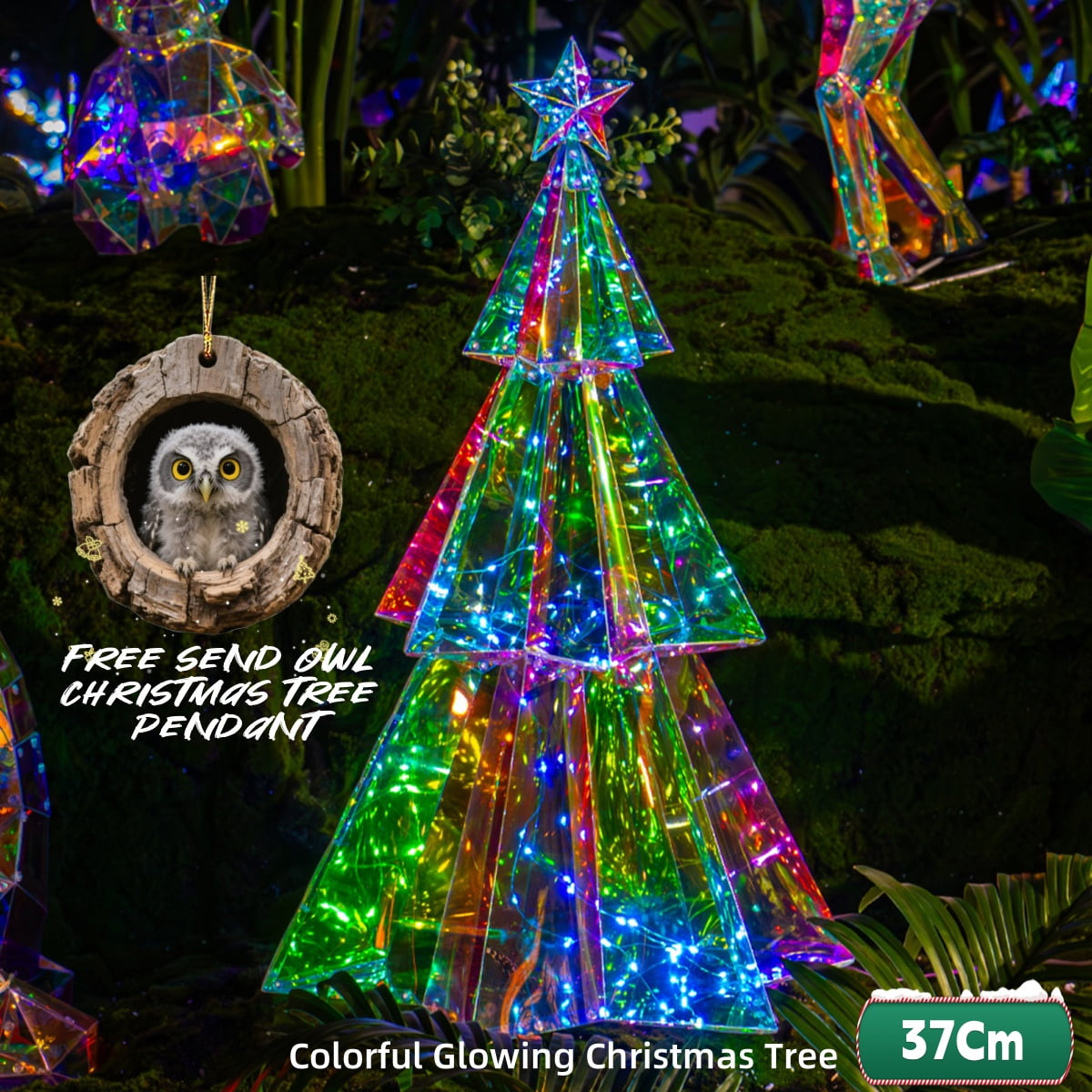 Rainbow Christmas Tree - Iridescent Holiday Display With Holographic ...