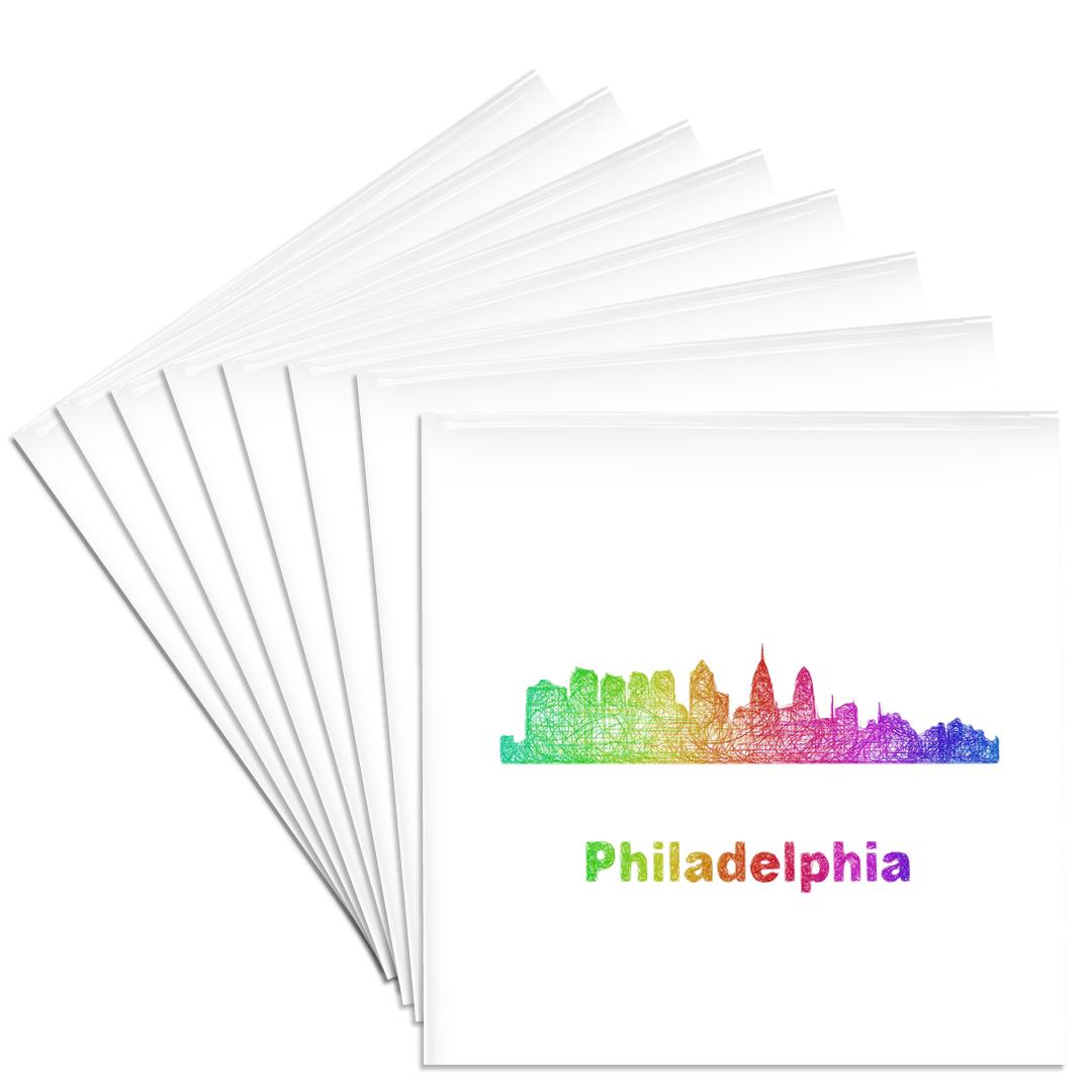 3drose, Rainbow City Skyline of Philadelphia, Pennsylvania, Set of 8 ...