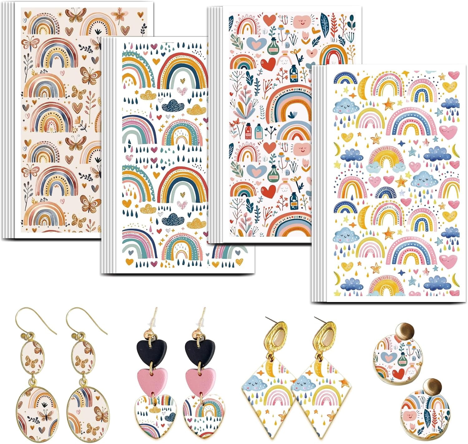 Rainbow Clay Transfer Paper 4 Design 24 Pcs Transfer Paper for Polymer ...