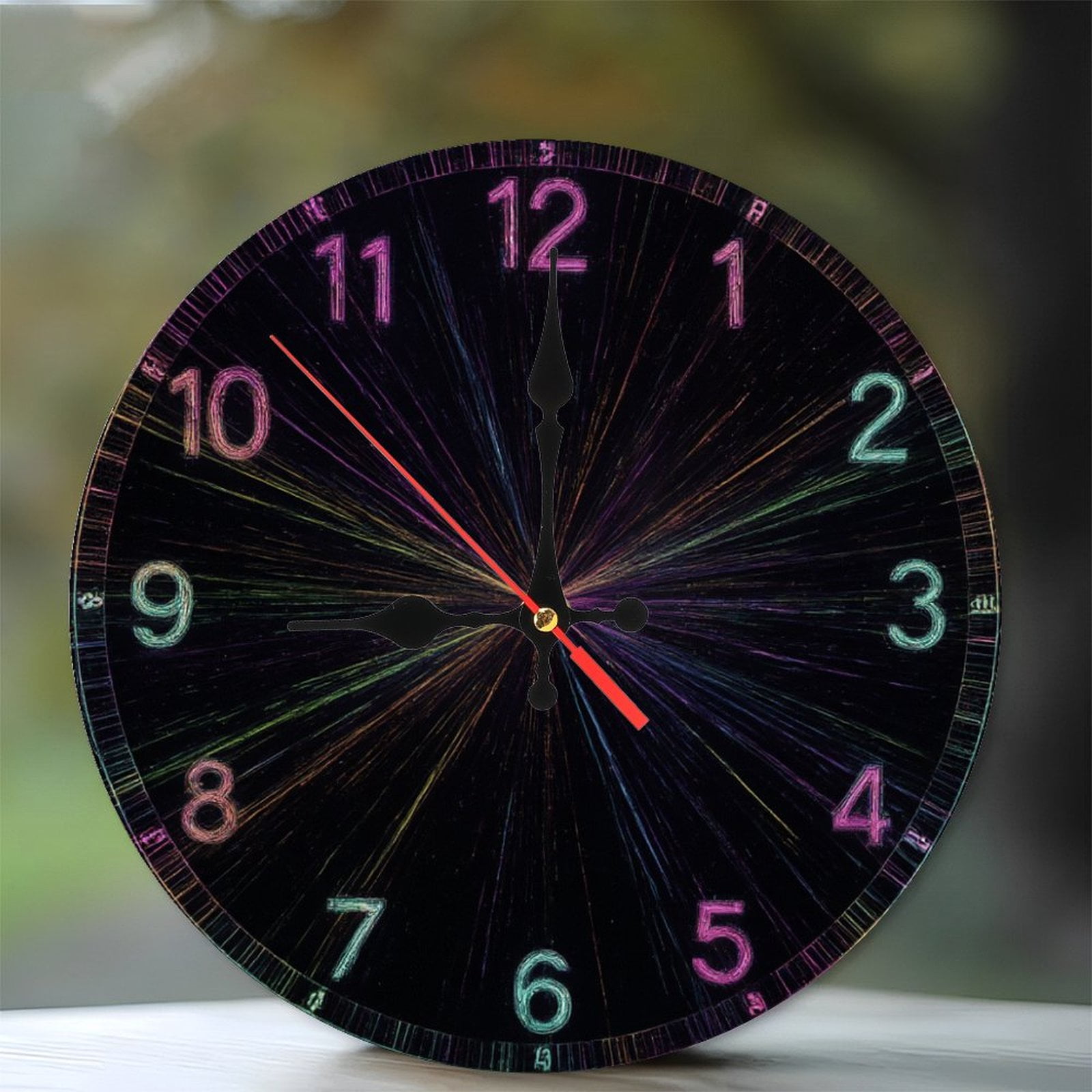 Rainbow Clock Colorful Neon Wall Clock Home Decor Art 10-Inch Silent ...