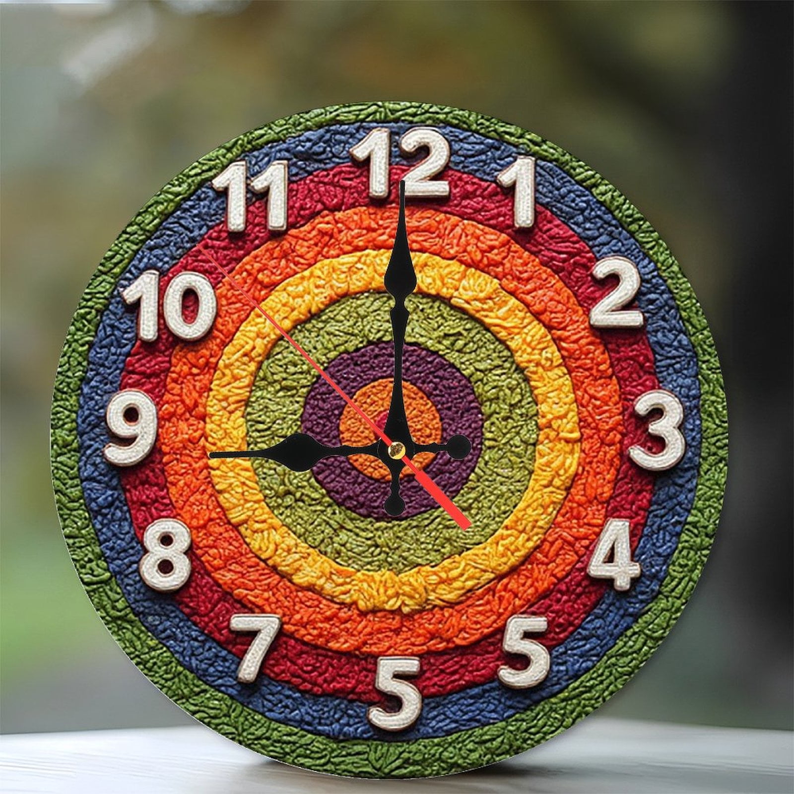 Rainbow Clock Wall Decor Home Decor 10-Inch Silent Wooden Wall Clock ...