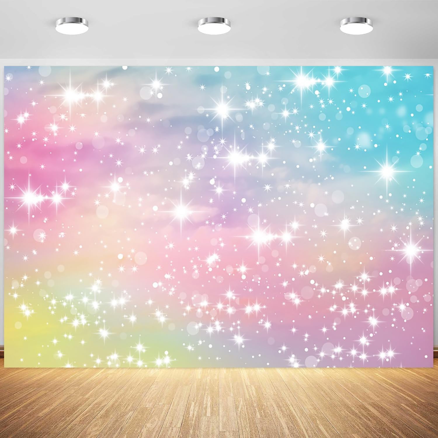 Rainbow Cloud Backdrop Colorful Cloud Glitter Stars Photography ...