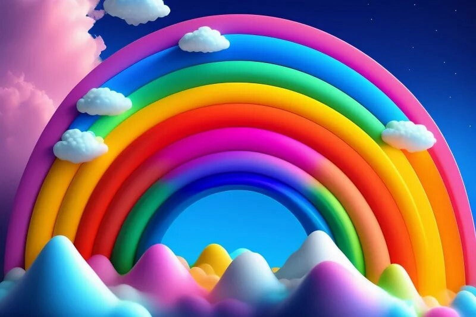 Rainbow Cloud Backdrop Colorful Moon Stars Children Girls Birthday Baby ...
