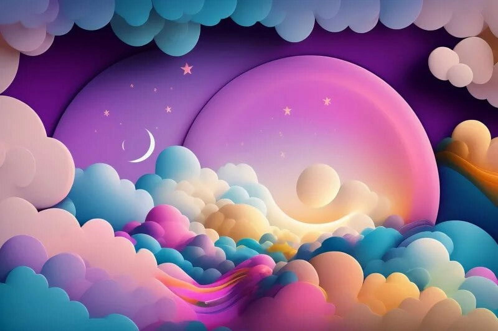 Rainbow Cloud Backdrop Colorful Moon Stars Children Girls Birthday Baby ...