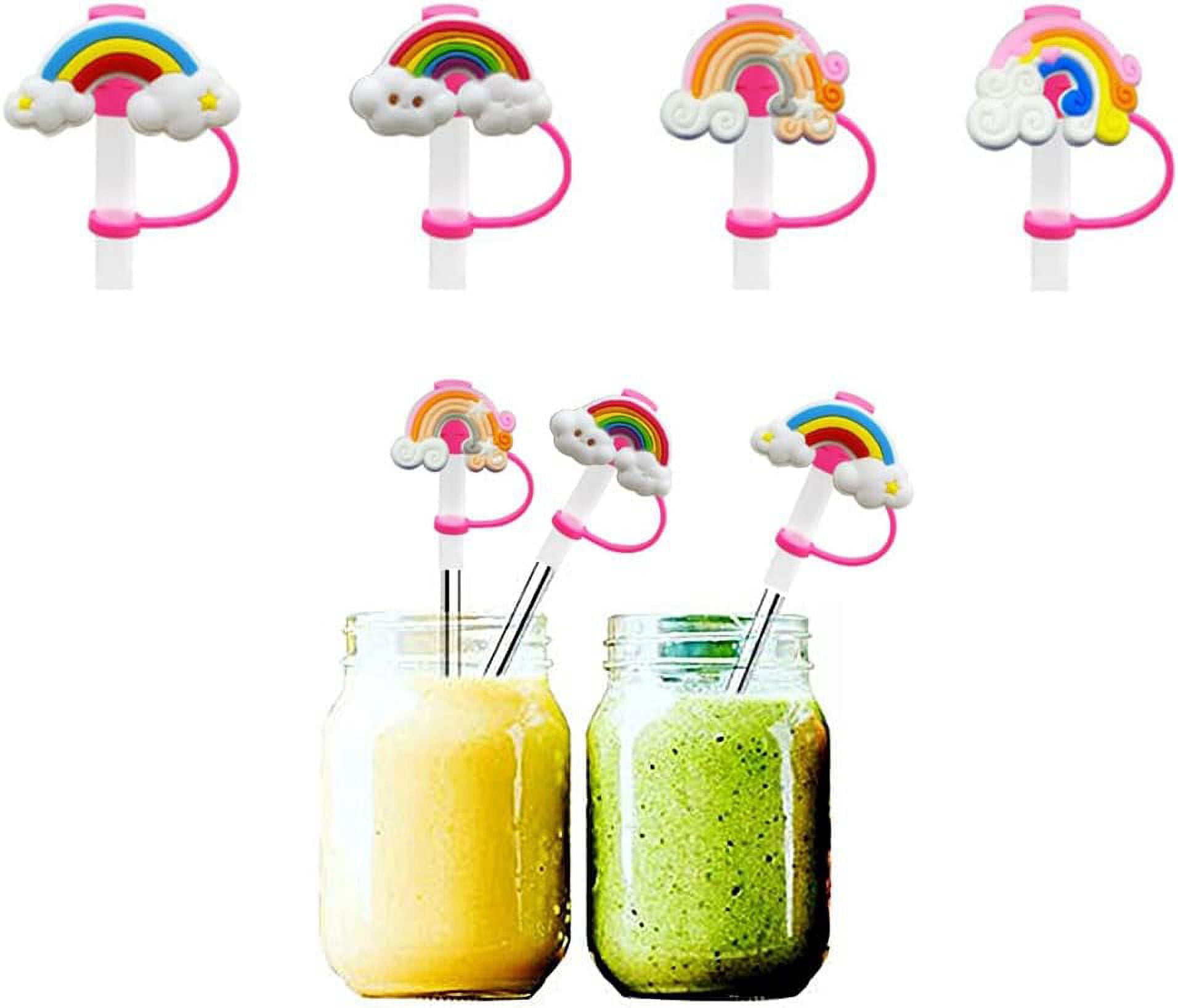 Rainbow Cloud Straw Tips Covers, Food Grade Reusable Silicone Straw Tip ...