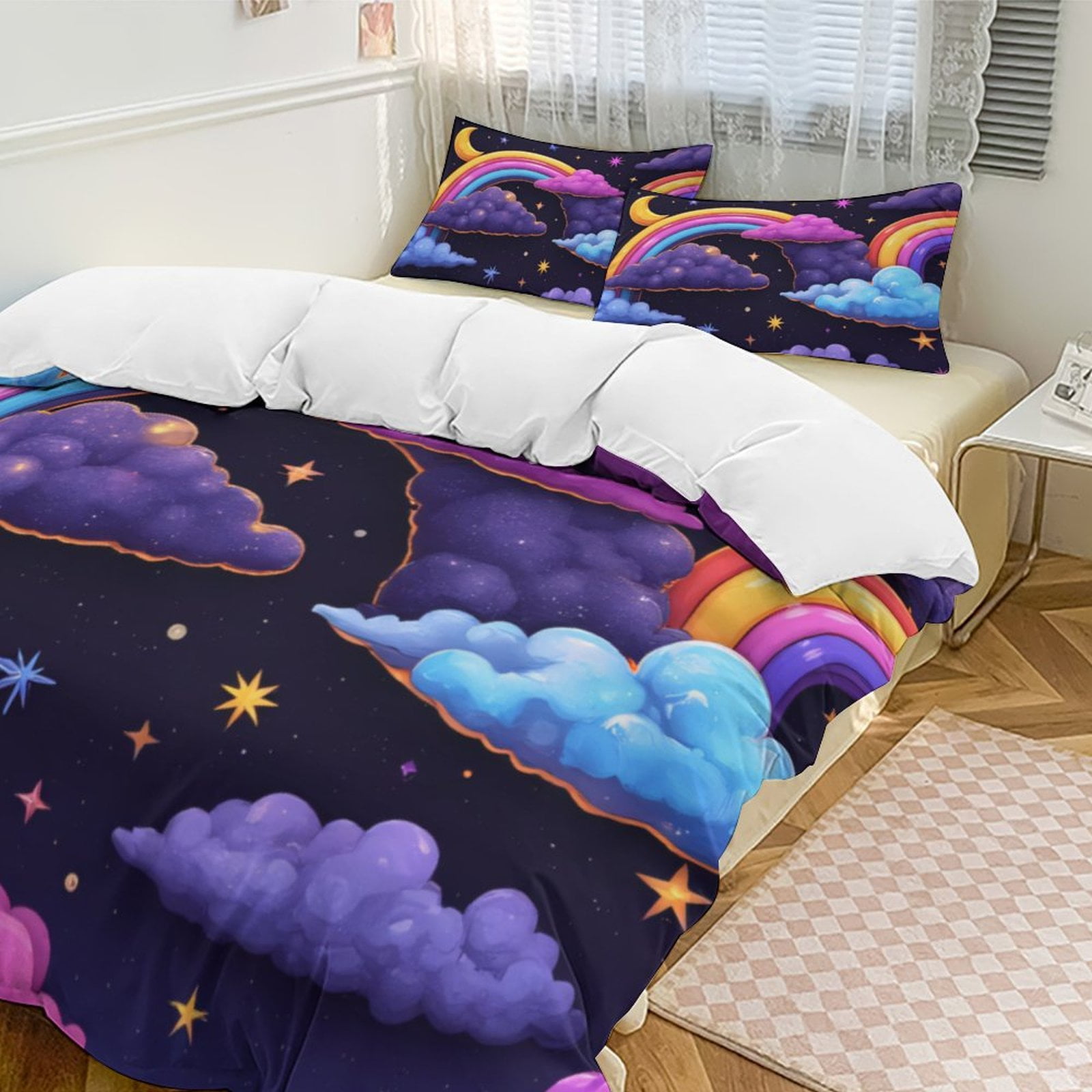 Rainbow Clouds Night Sky 3D Duvet Cover Set Quilt Cover Theme of Kid ...
