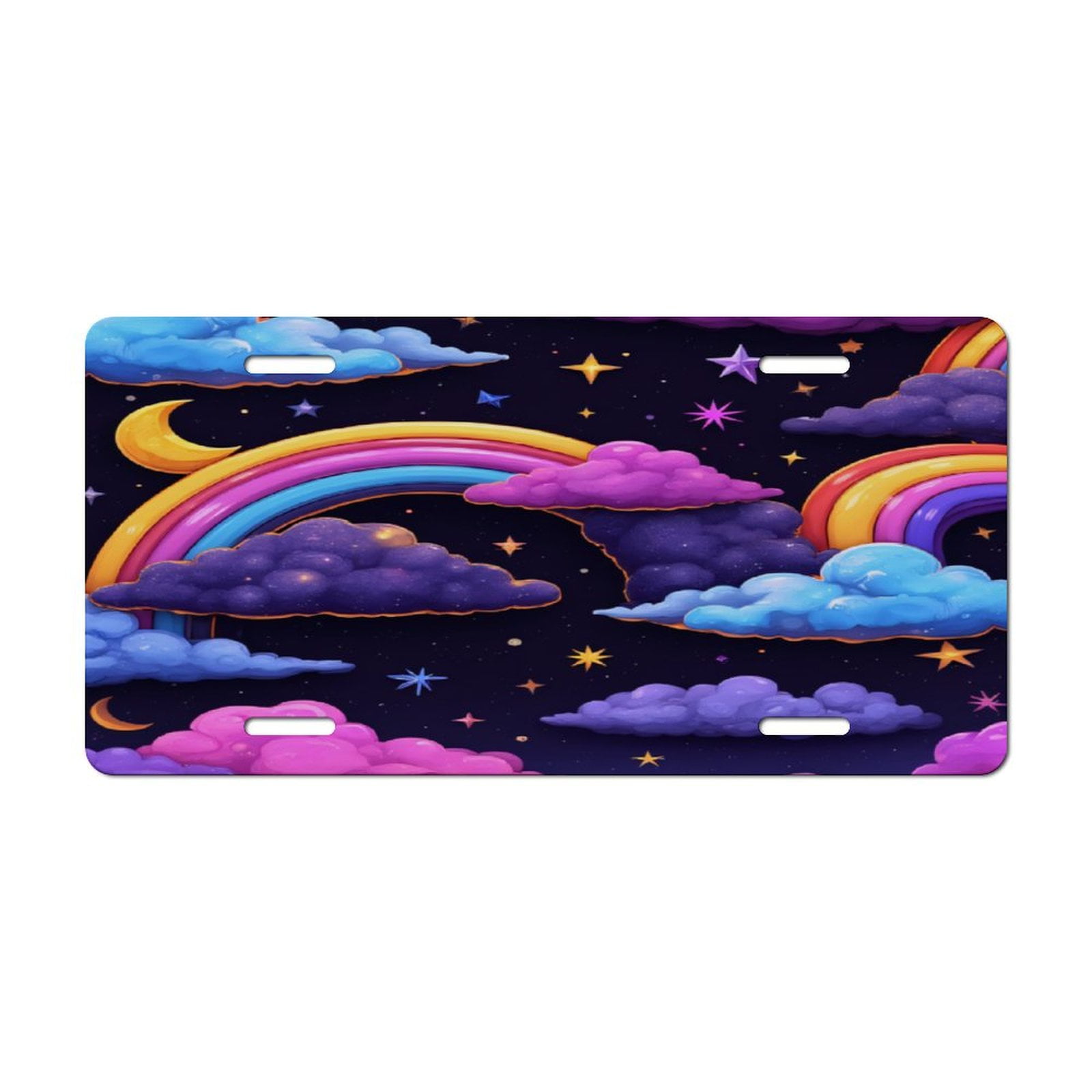 Rainbow Clouds Night Sky Car Decorative Front License Plate,Vanity Tag ...