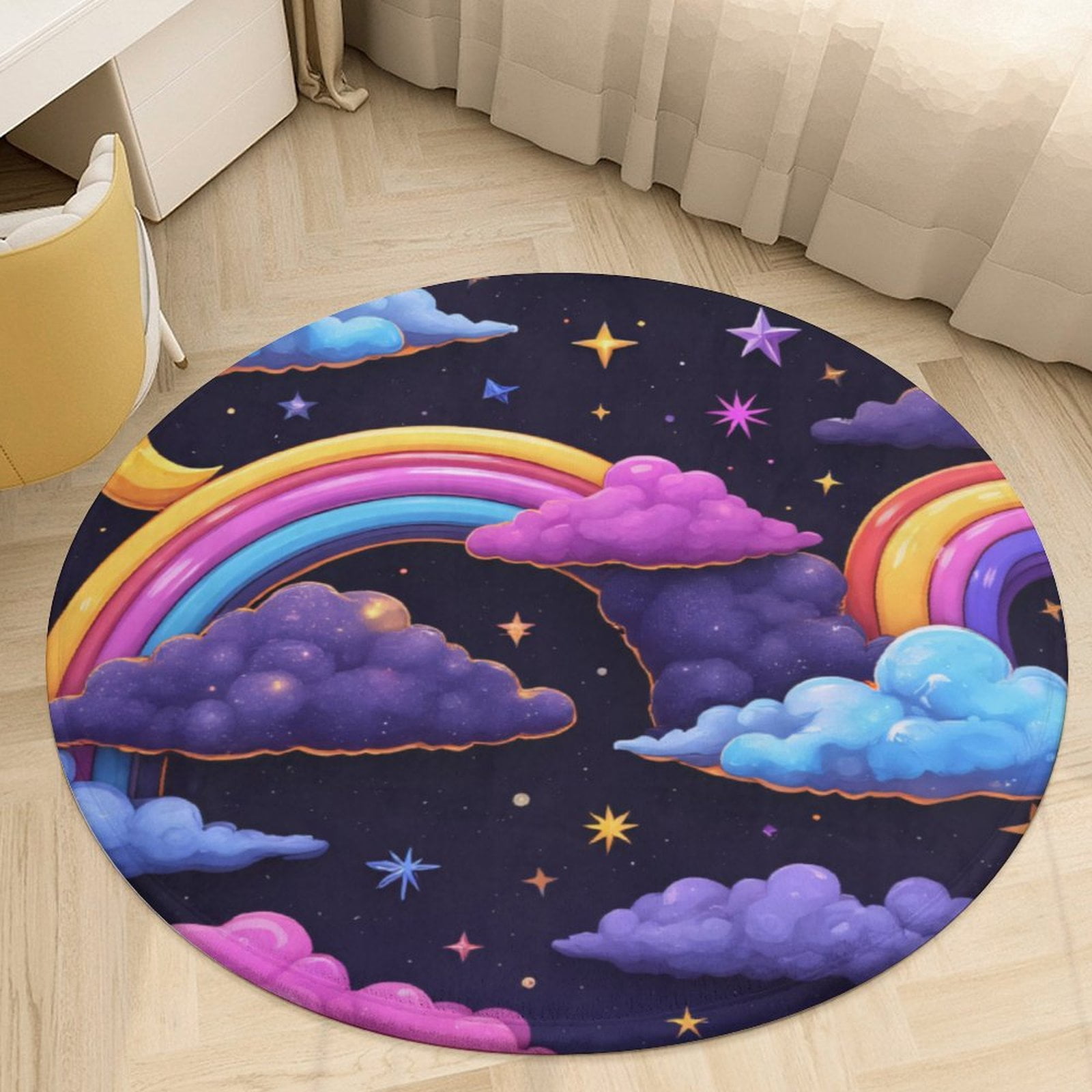 Rainbow Clouds Night Sky Round Area Rugs for Bedroom Living Room, 6FT ...