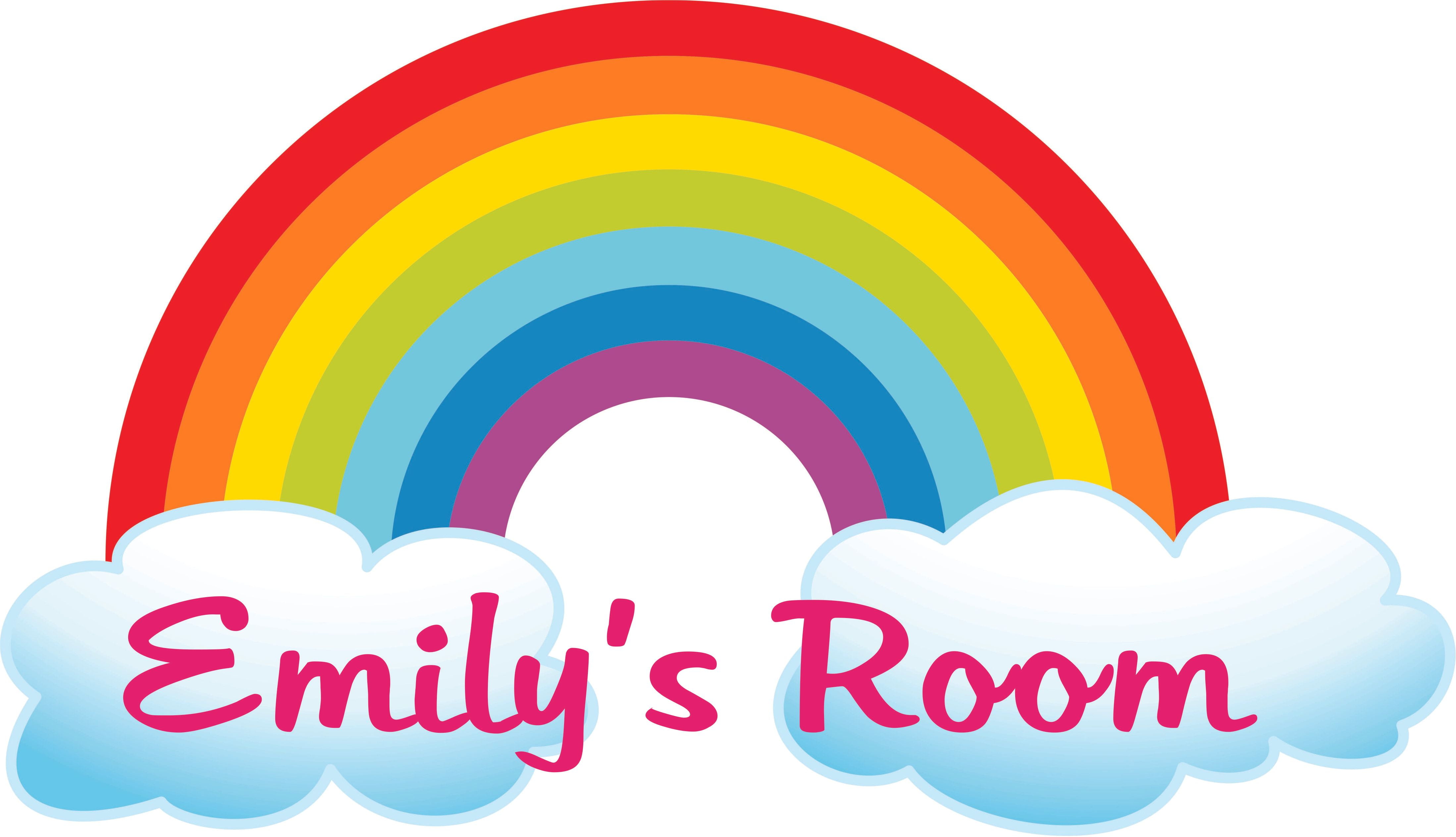 Rainbow Clouds Rainbows Colorful Customized Name Wall Decal - Custom ...