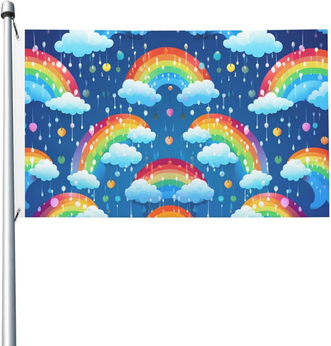 Rainbow Clouds Raindrop Garden Flag Welcome Flags for Outside Holiday ...
