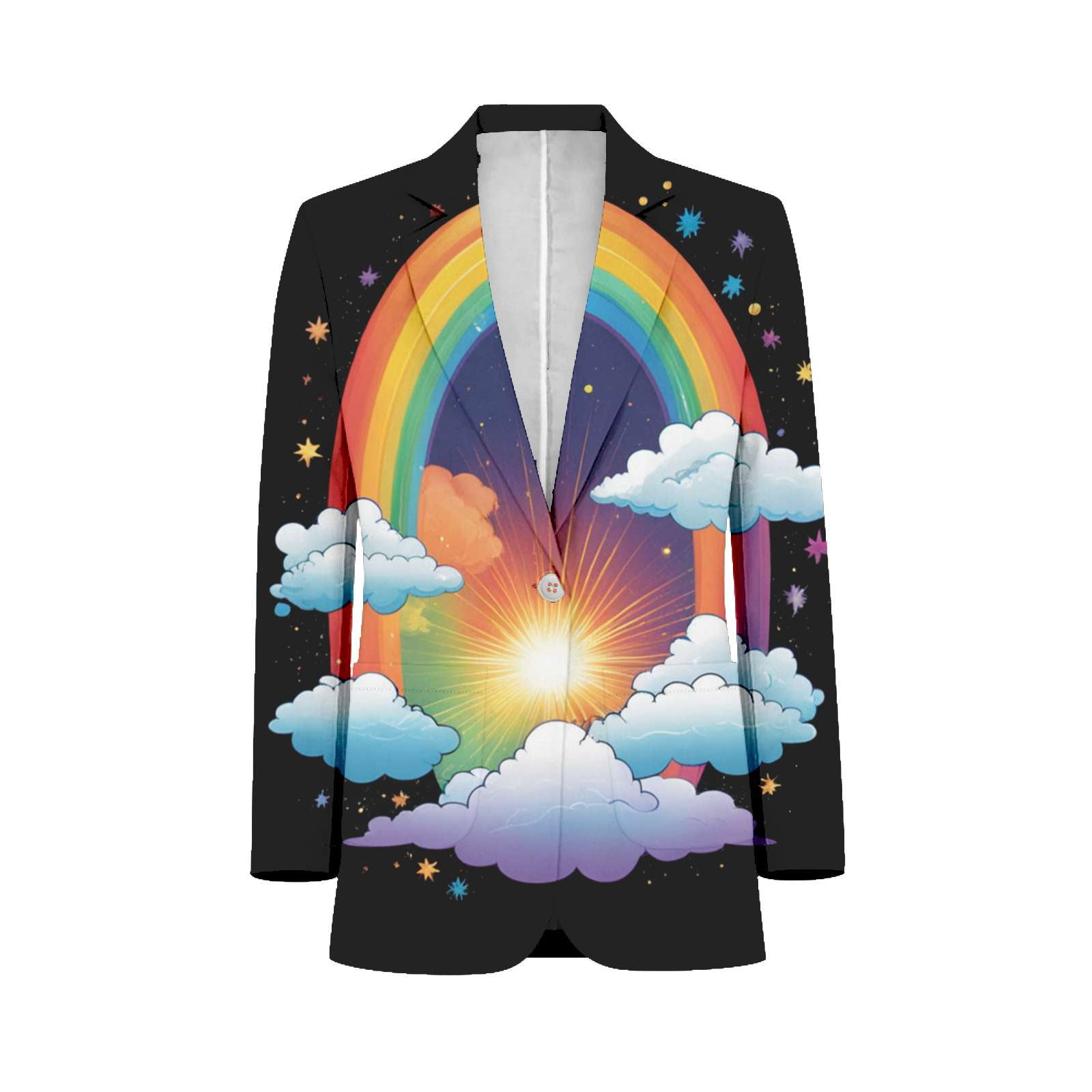 Rainbow Clouds Splash Art Mens Suits Shawl Collar Slim Fit Suit Mens ...