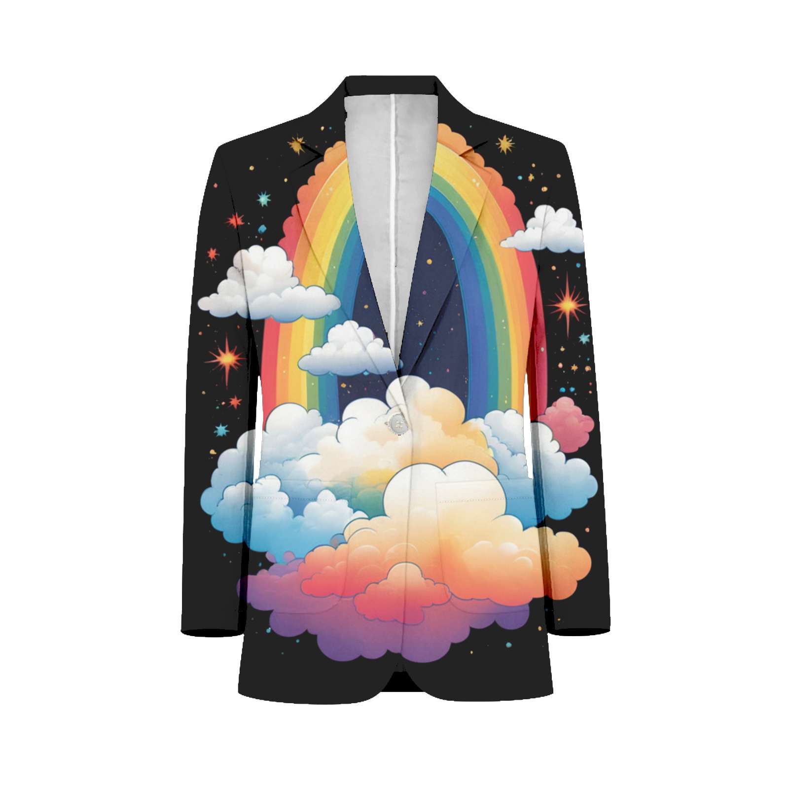 Rainbow Clouds Splash Art Mens Suits Shawl Collar Slim Fit Suit Mens ...