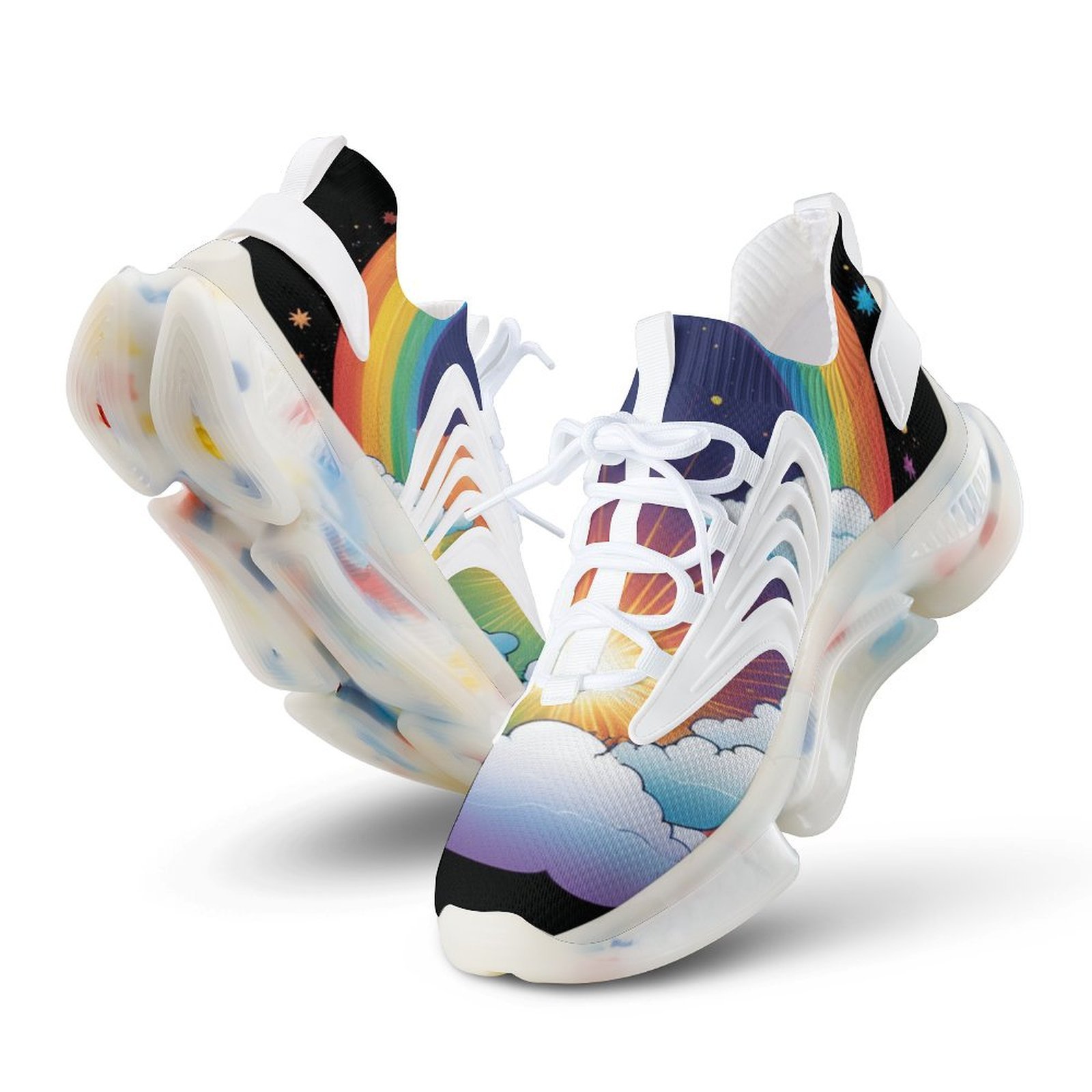 Rainbow Clouds Splash Art Walking Shoes for Men Woman Lightweight ...