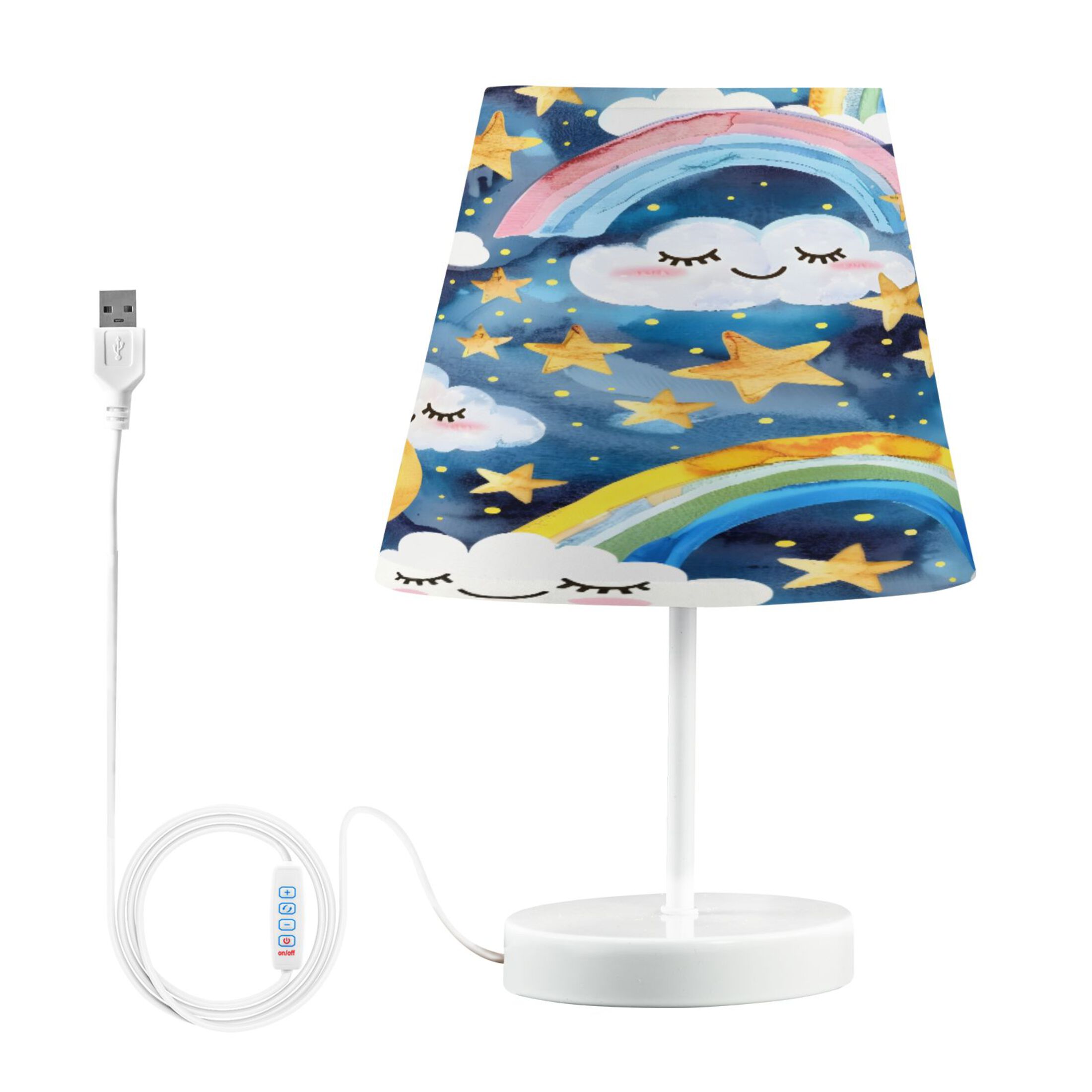 Rainbow Clouds Stars Moon Desk Lamp LED Table Nightstand Lamps with 3 ...