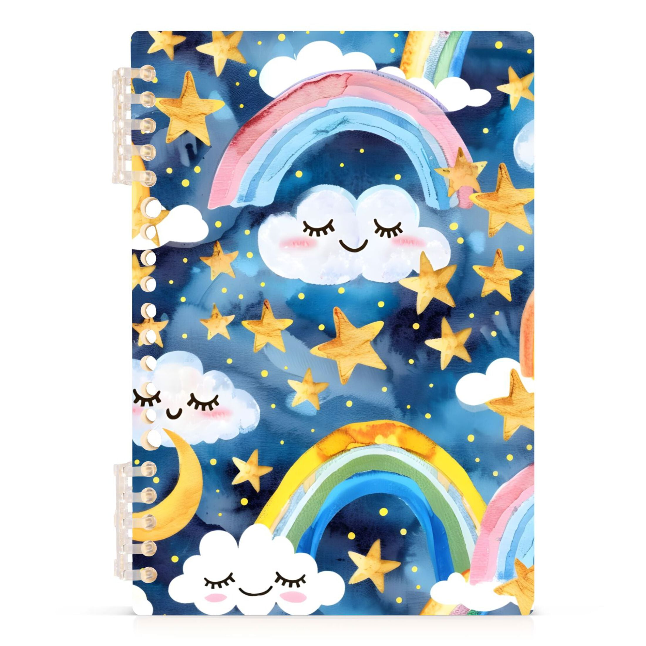 Rainbow Clouds Stars Moon Spiral Notebooks 60 Sheets 120 Pages A5 Journal Notepad 8.3x5.7 Inch ...