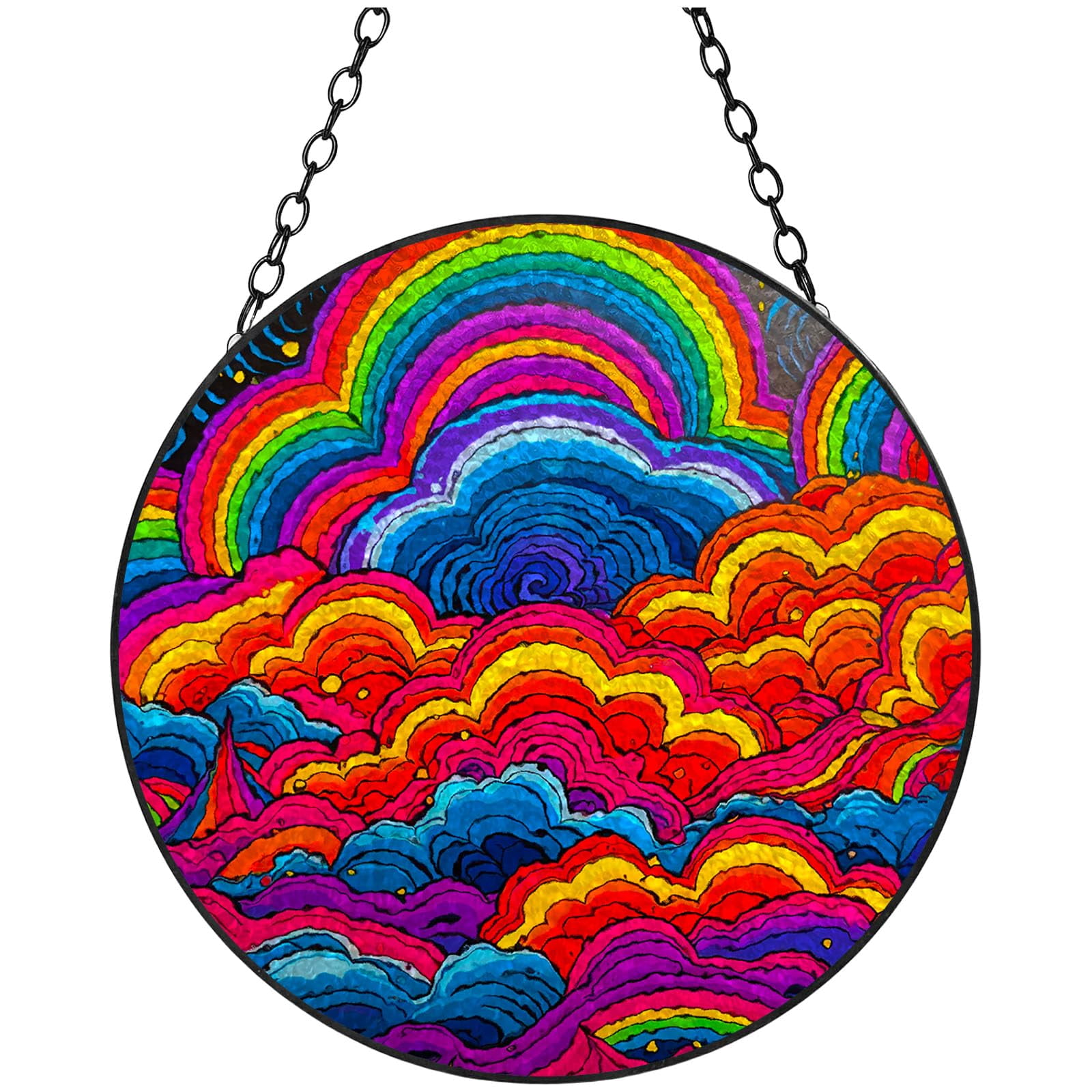 Rainbow Clouds Sun Stained Glass Suncatcher Colored Handmade Window ...