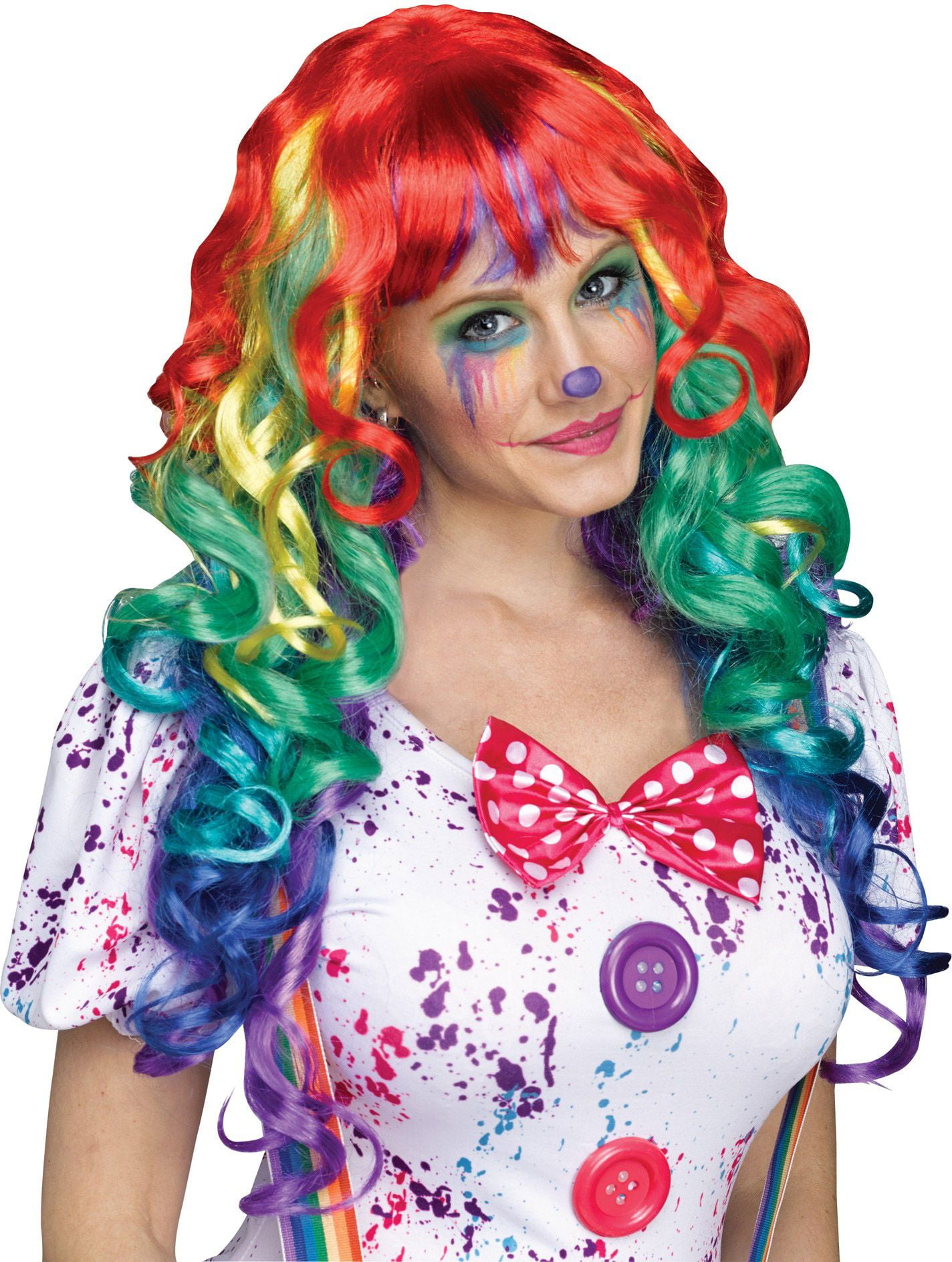 Rainbow Clown Wig With Bangs - Walmart.com